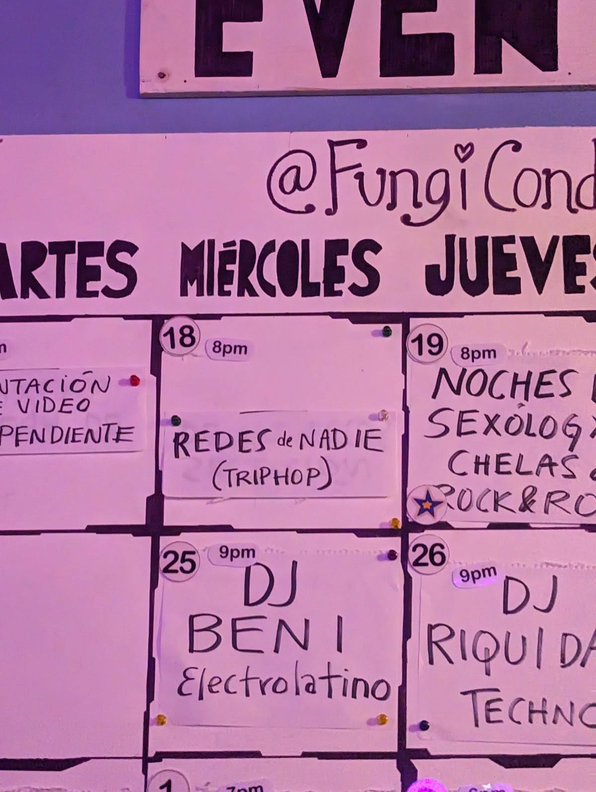Menu at Fungi Bar, Mexico