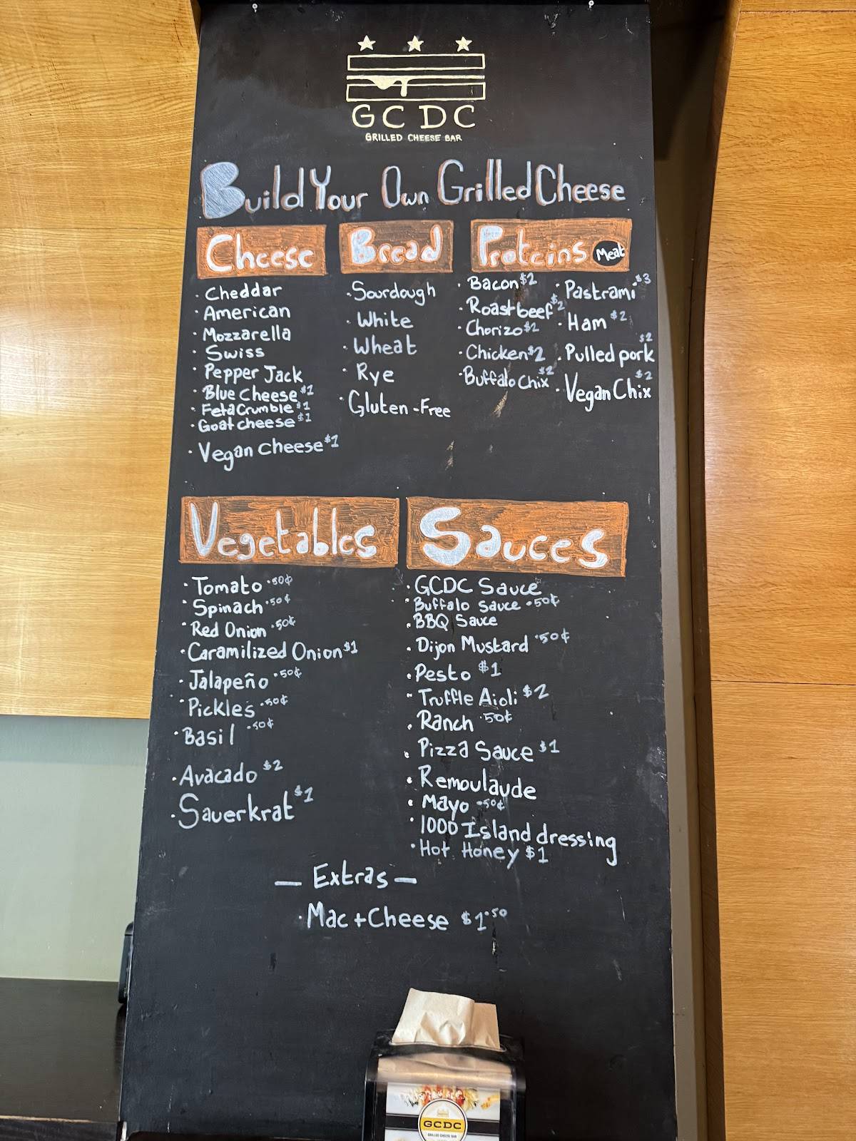 Menu at GCDC Grilled Cheese Bar, Washington
