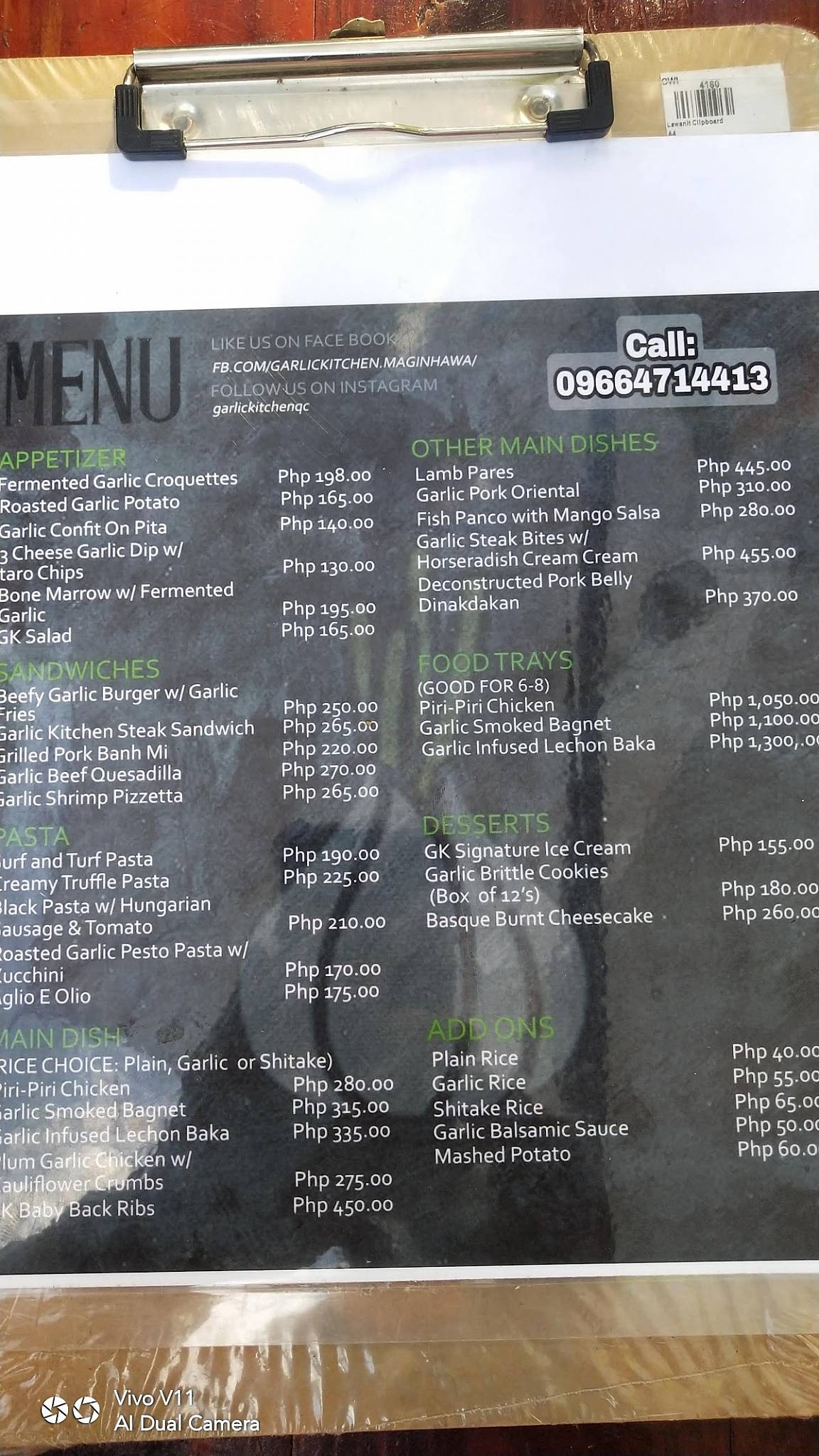 Menu at Garlic Kitchen restaurant, Quezon City