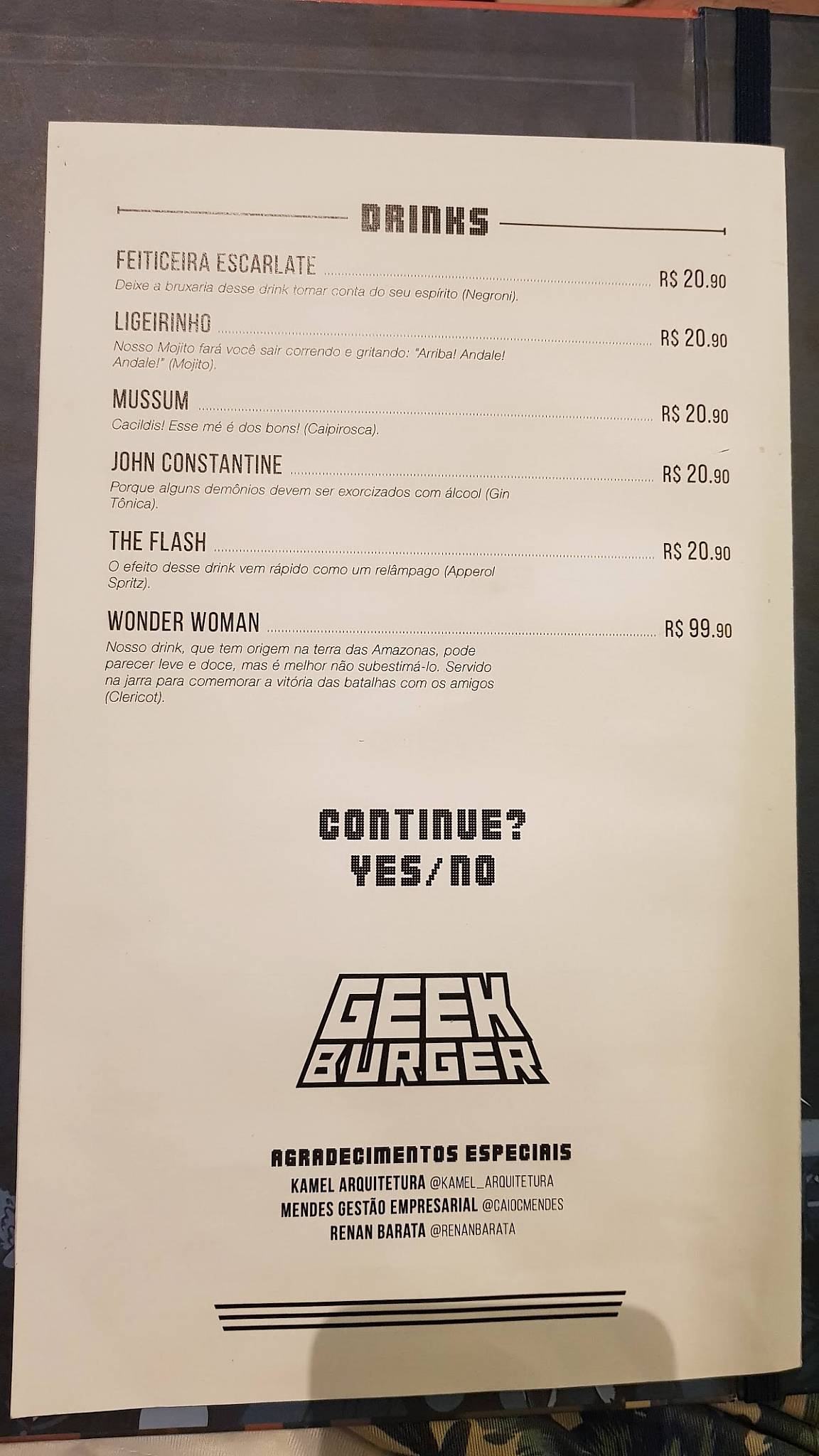 Menu em Geek Burger restaurante, Belém, R. João Balbi