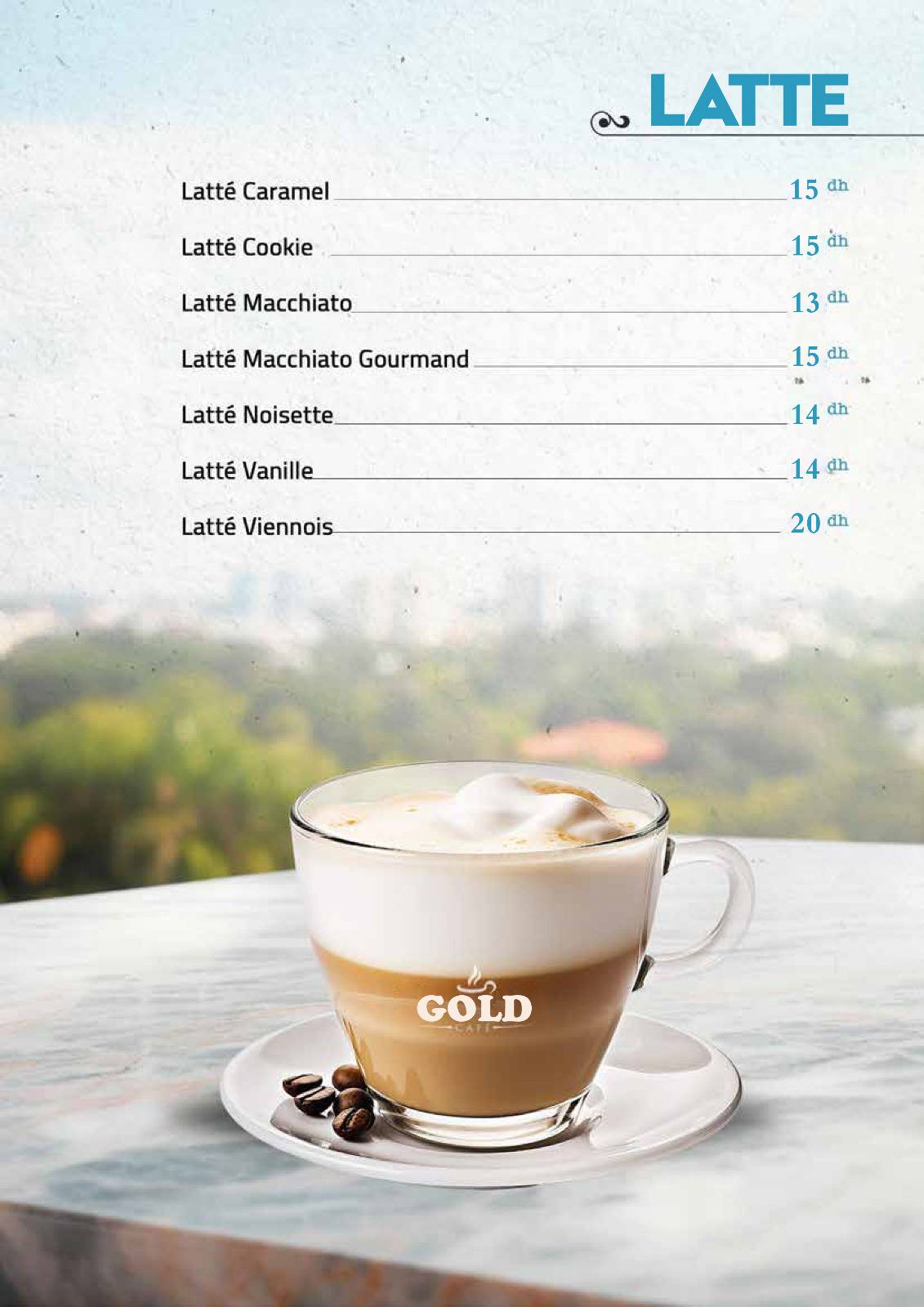 Menu au Gold Coffee Shop, Guelmim