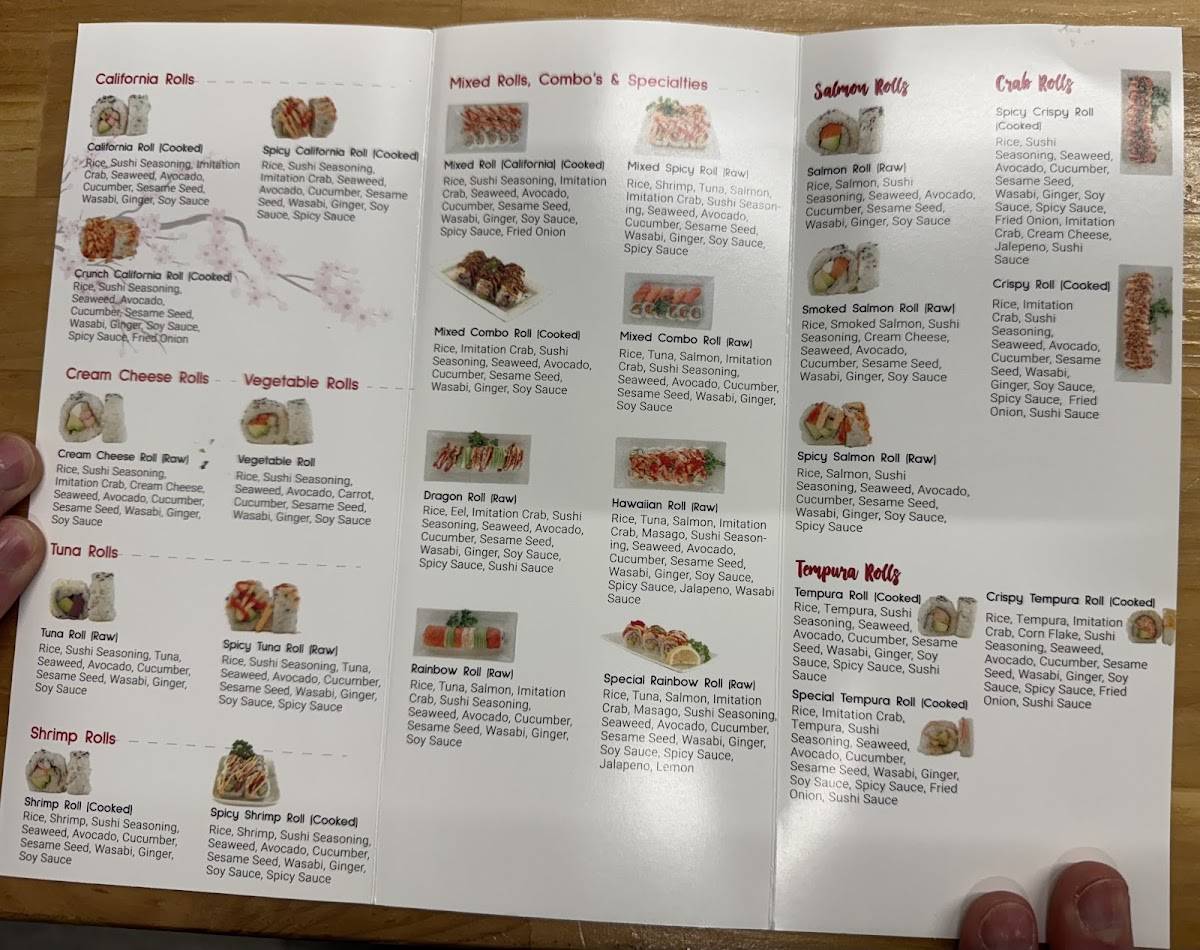 Menu at Grace Sushi restaurant, Baudette
