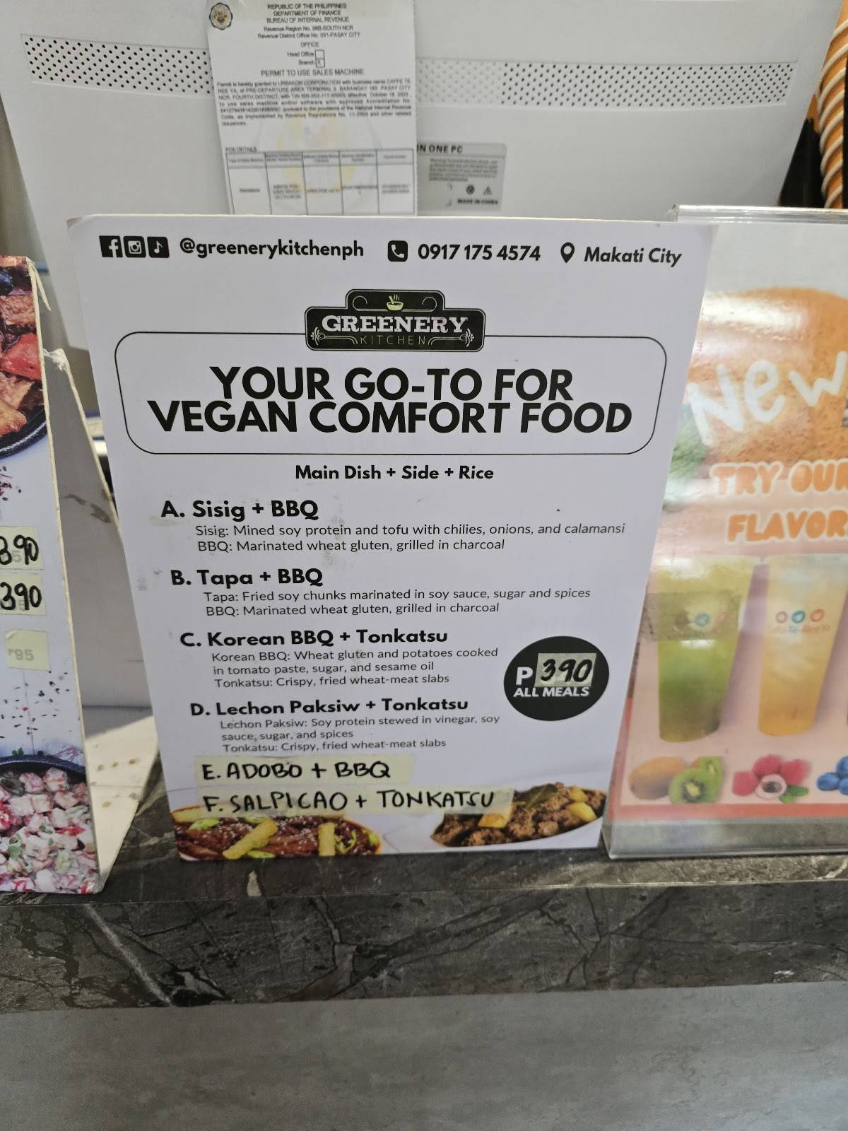 Menu at Greenery Kitchen restaurant, Makati