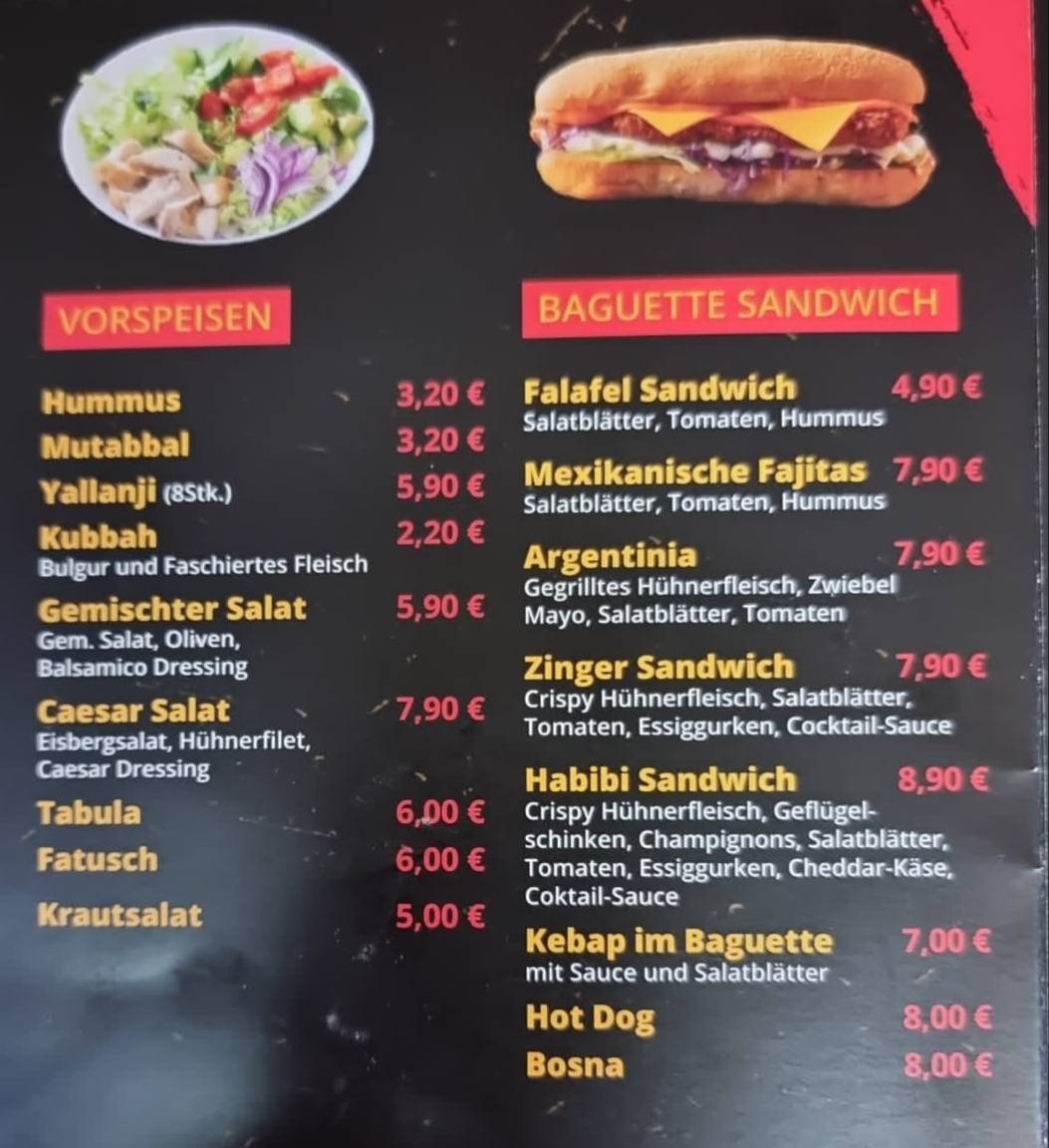 Speisekarte von Habibi Fried Chicken House restaurant, Gemeinde Imst