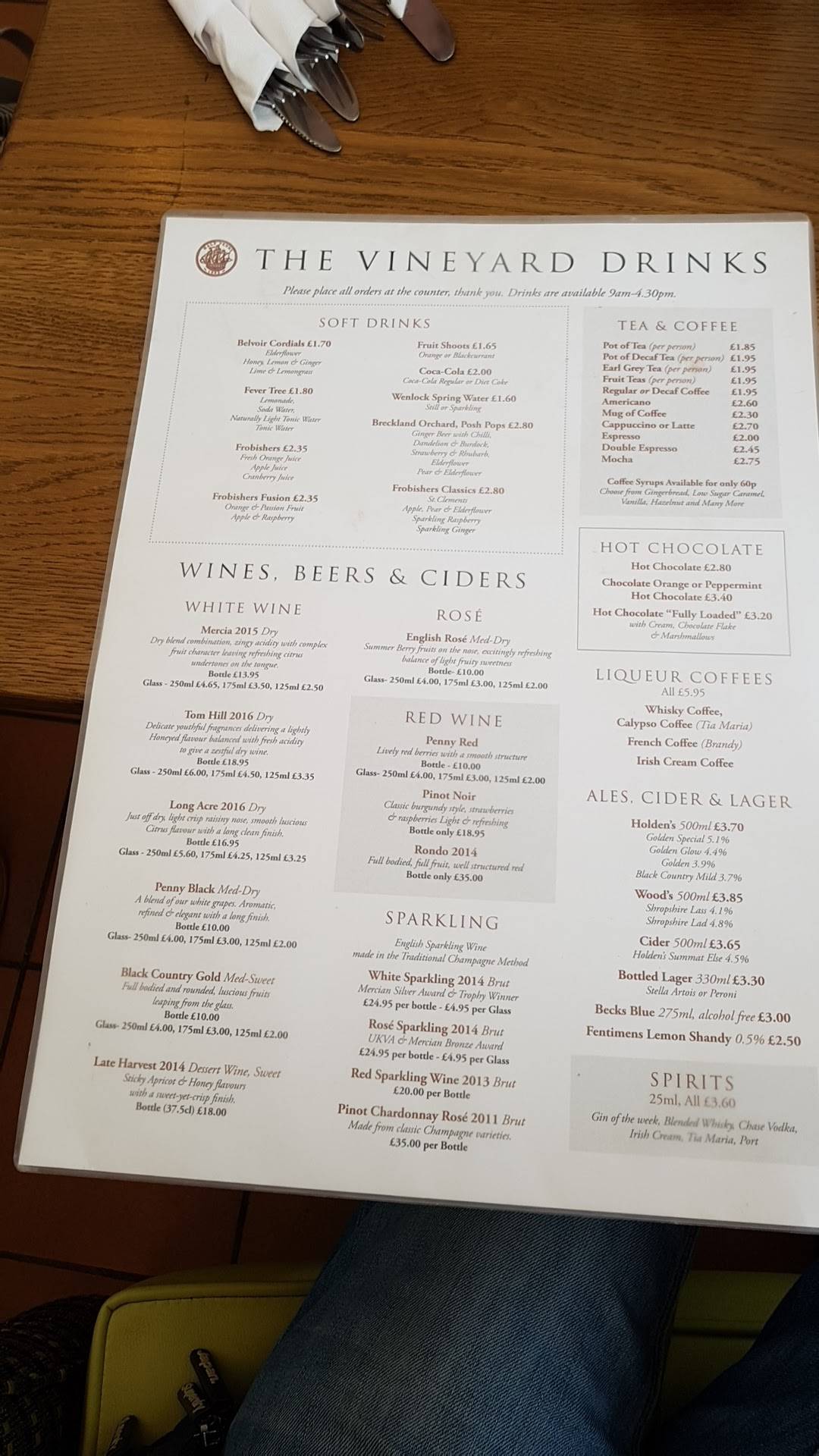 Menu at Halfpenny Green Wine Estate restaurant, Halfpenny Green