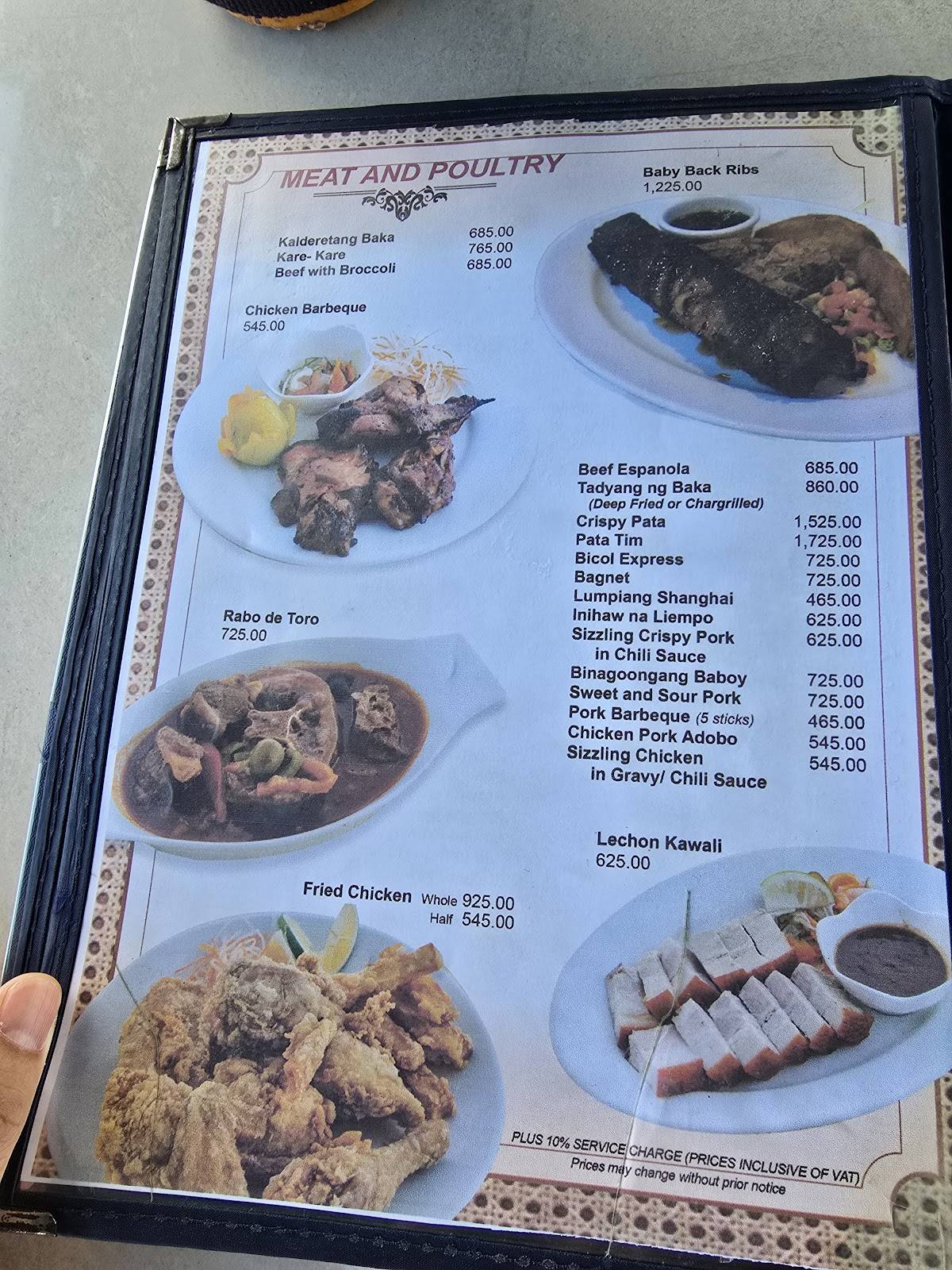 Menu at Harbor View Restaurant, Manila, South Dr