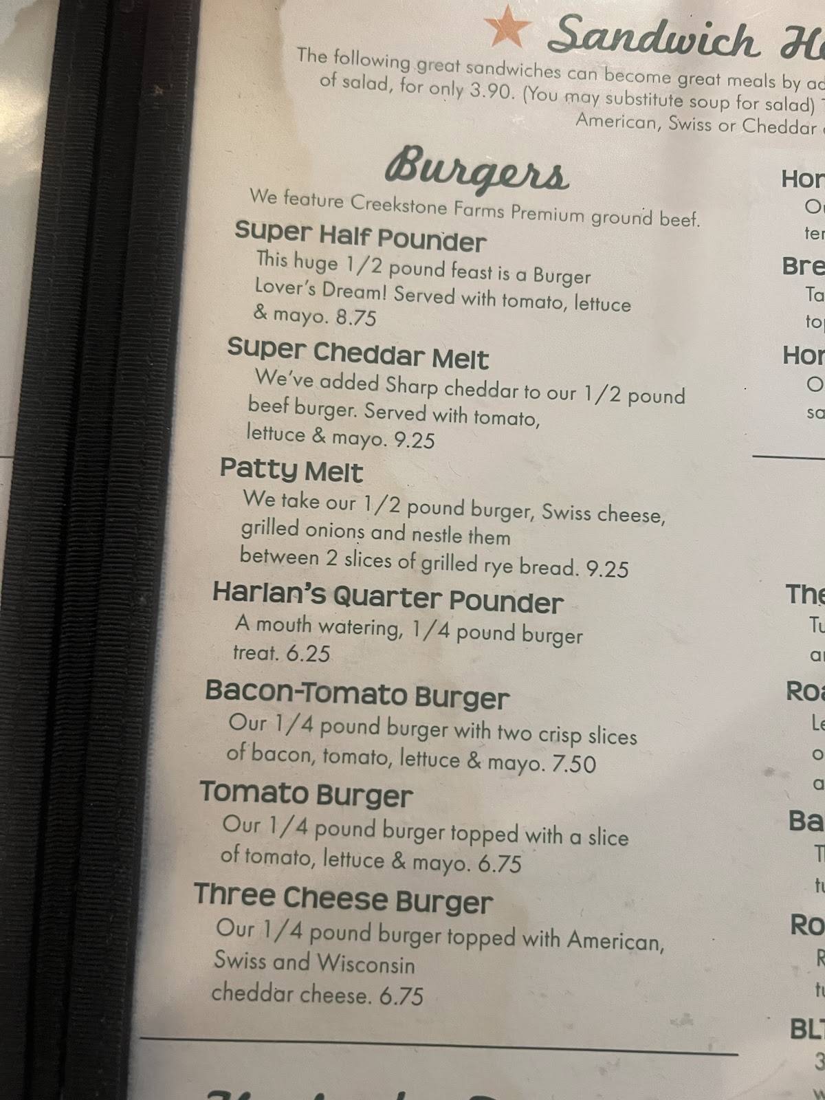 Menu at Harlan's Fine Foods restaurant, Davenport