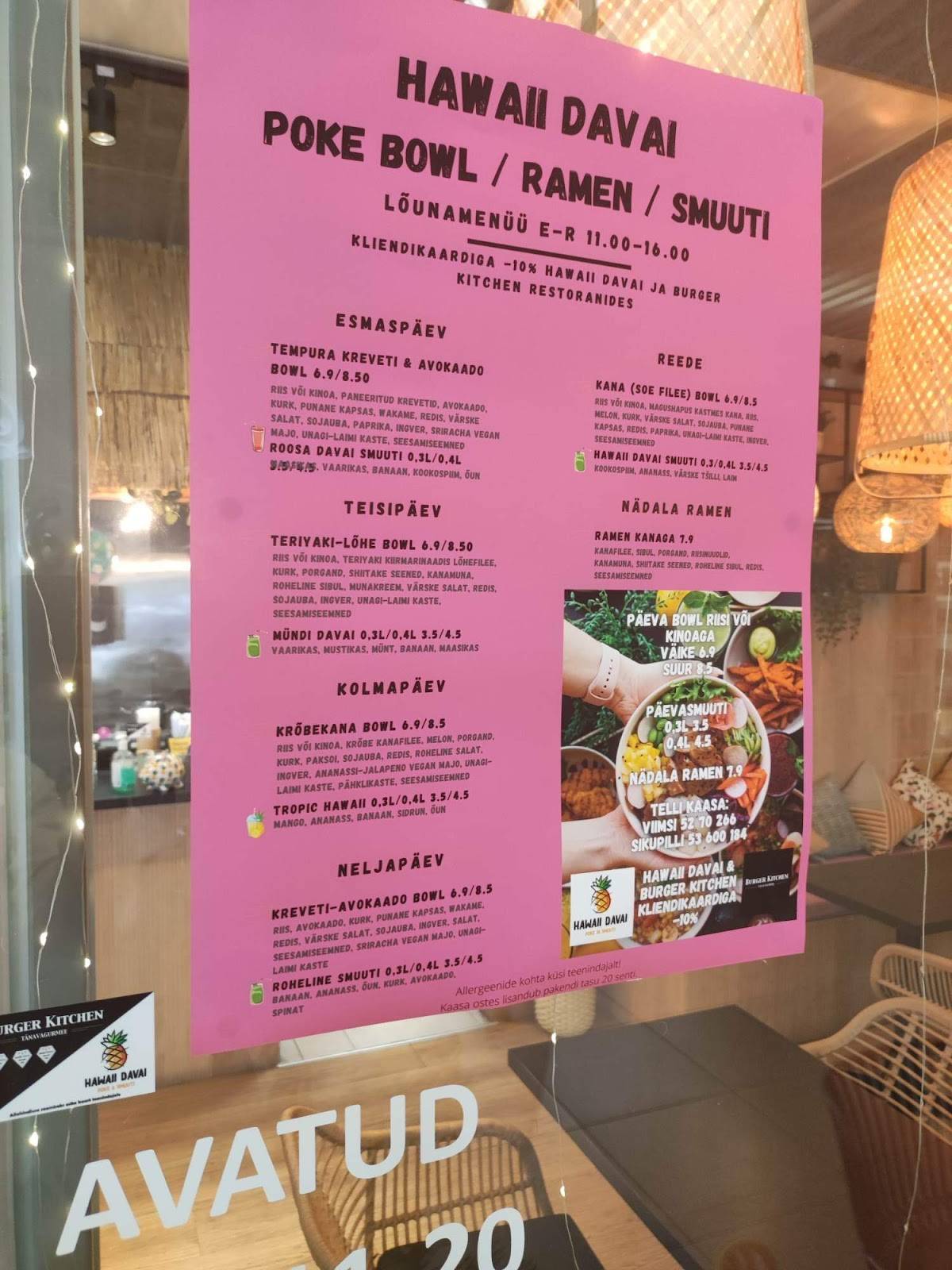 Speisekarte von Hawaii Davai restaurant, Tallinn