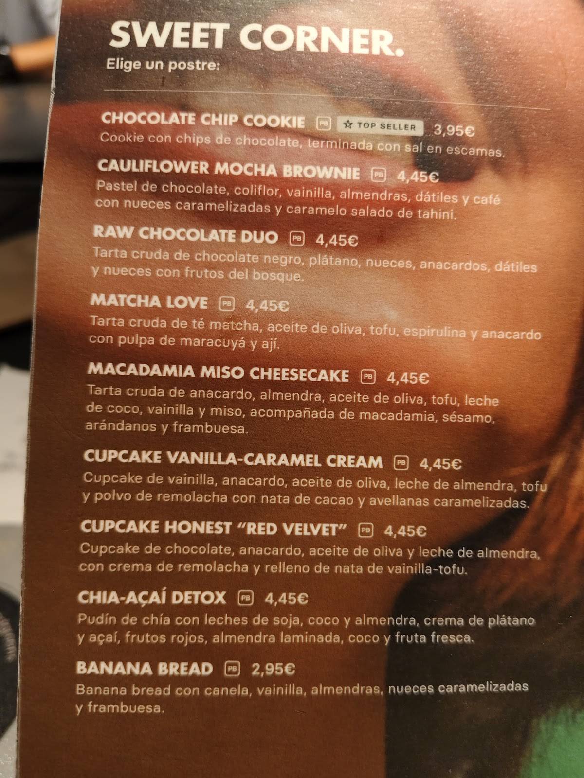Carta de Restaurante Honest Greens, Madrid, C/ Gran Vía