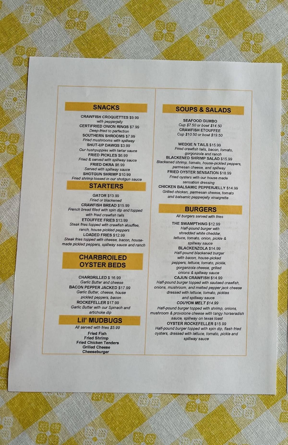 Menu at Hot Tails restaurant, Prairieville