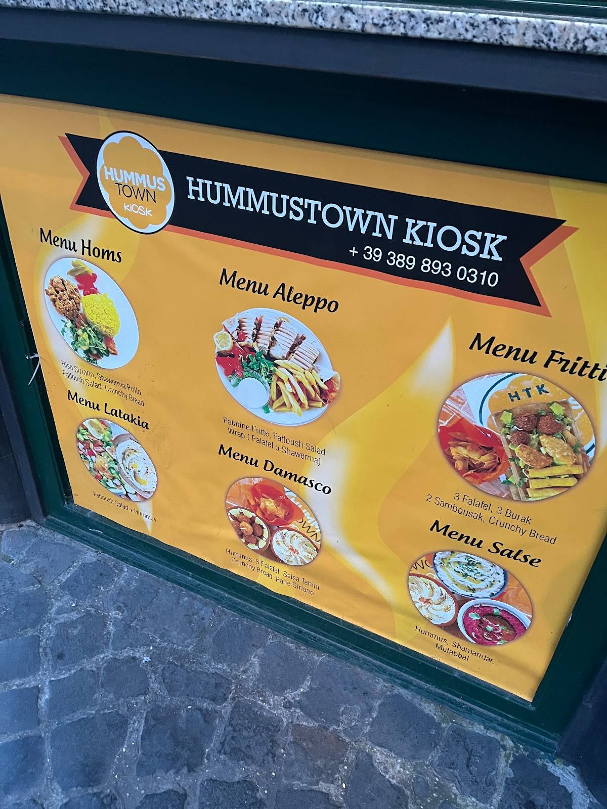 Speisekarte von Hummustown Kiosk, ROM