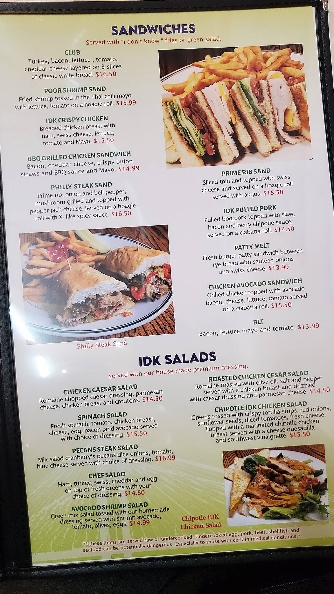 Menu at IDK Restaurant, Kennewick