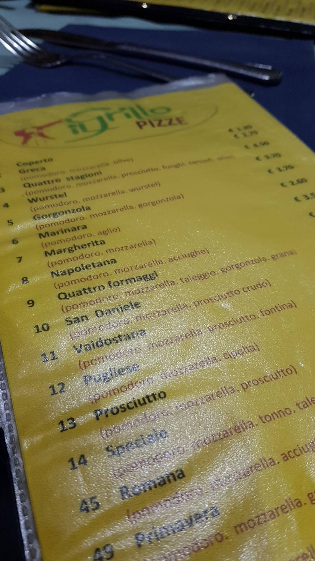 Menu da Ristorante Il Grillo, Beinasco
