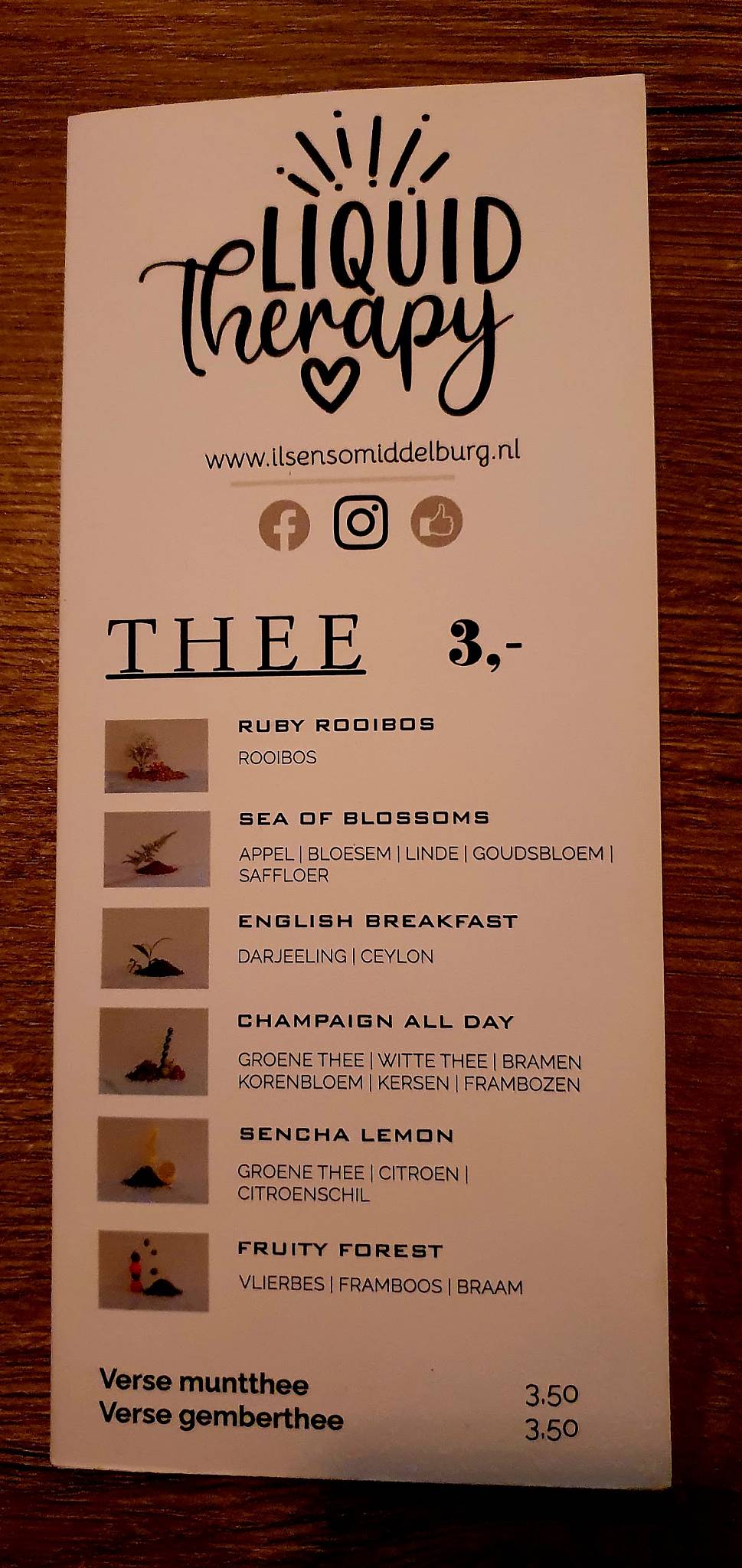 Menu at Restaurant IL Senso, Middelburg