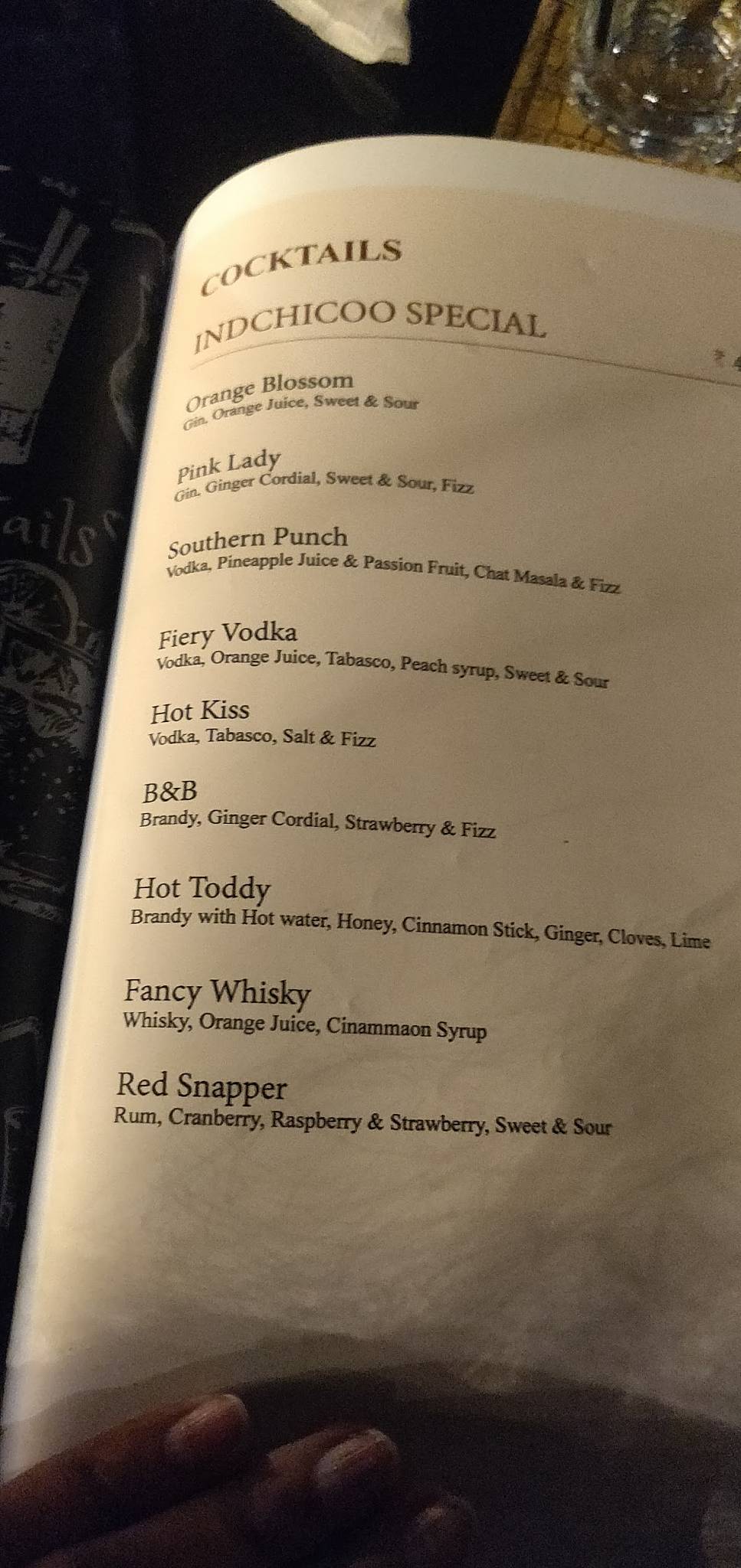 Menu at INDCHICOO, Coimbatore