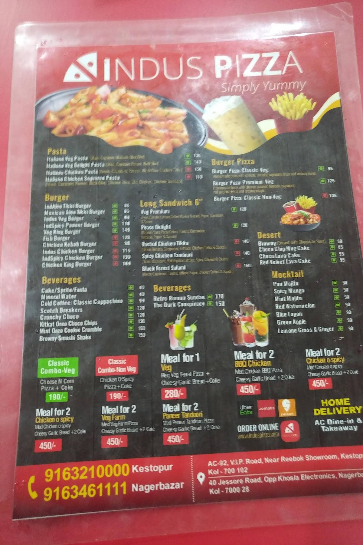 Menu at INDUS PIZZA, North Dumdum, 40