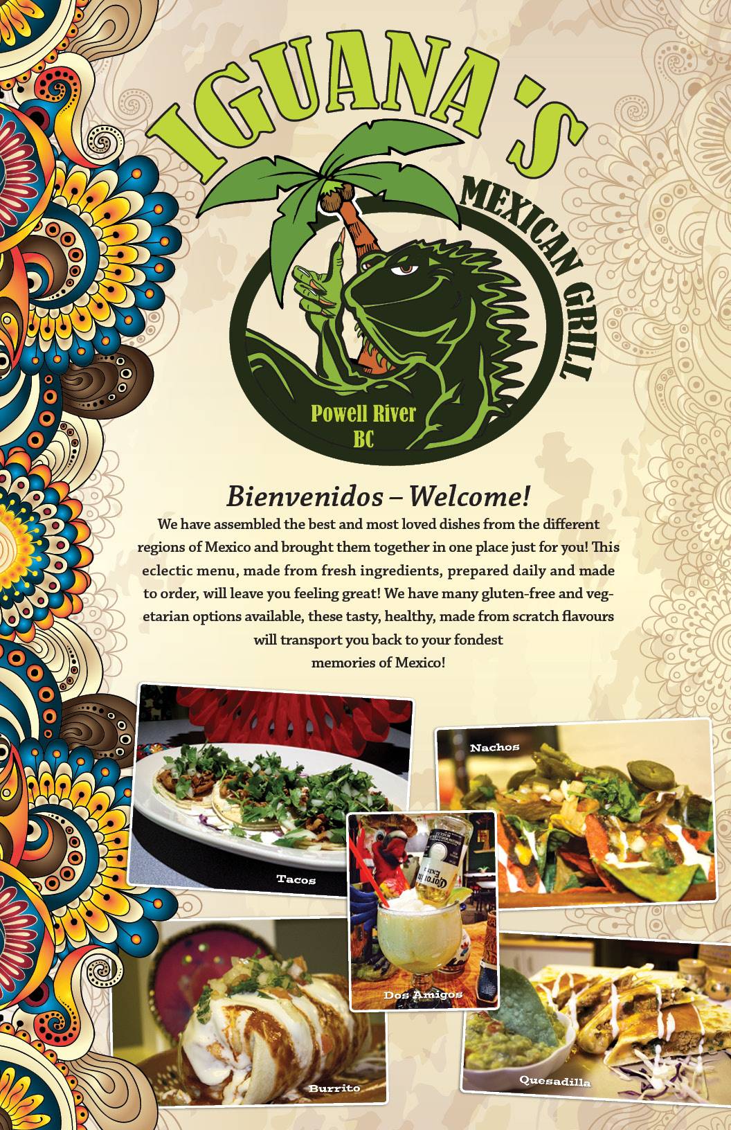Menu at Iguanas Mexican Grill restaurant, Powell River