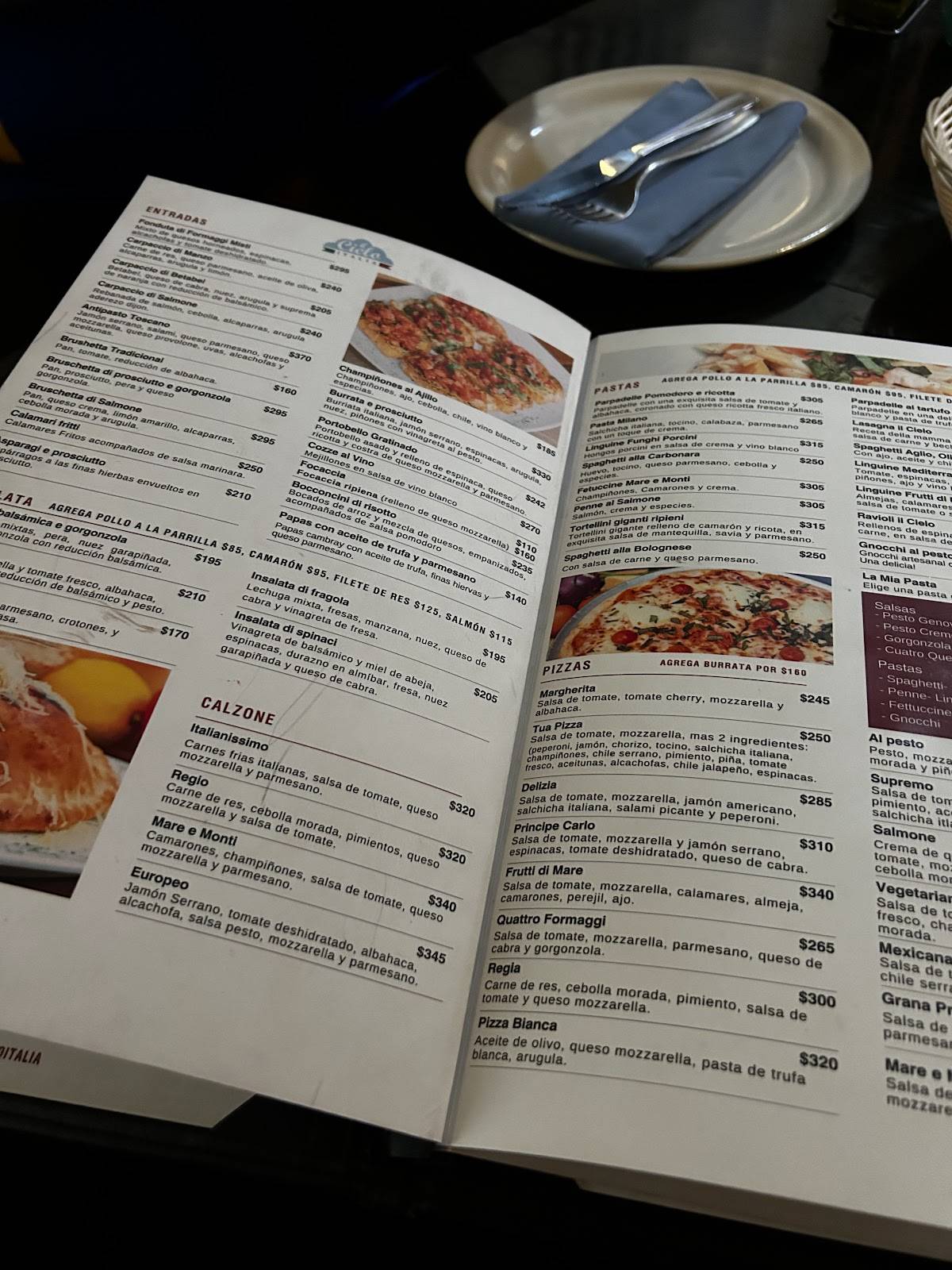 Carta del restaurante IL CIELO ITALIA, Monterrey, José María Morelos 1023