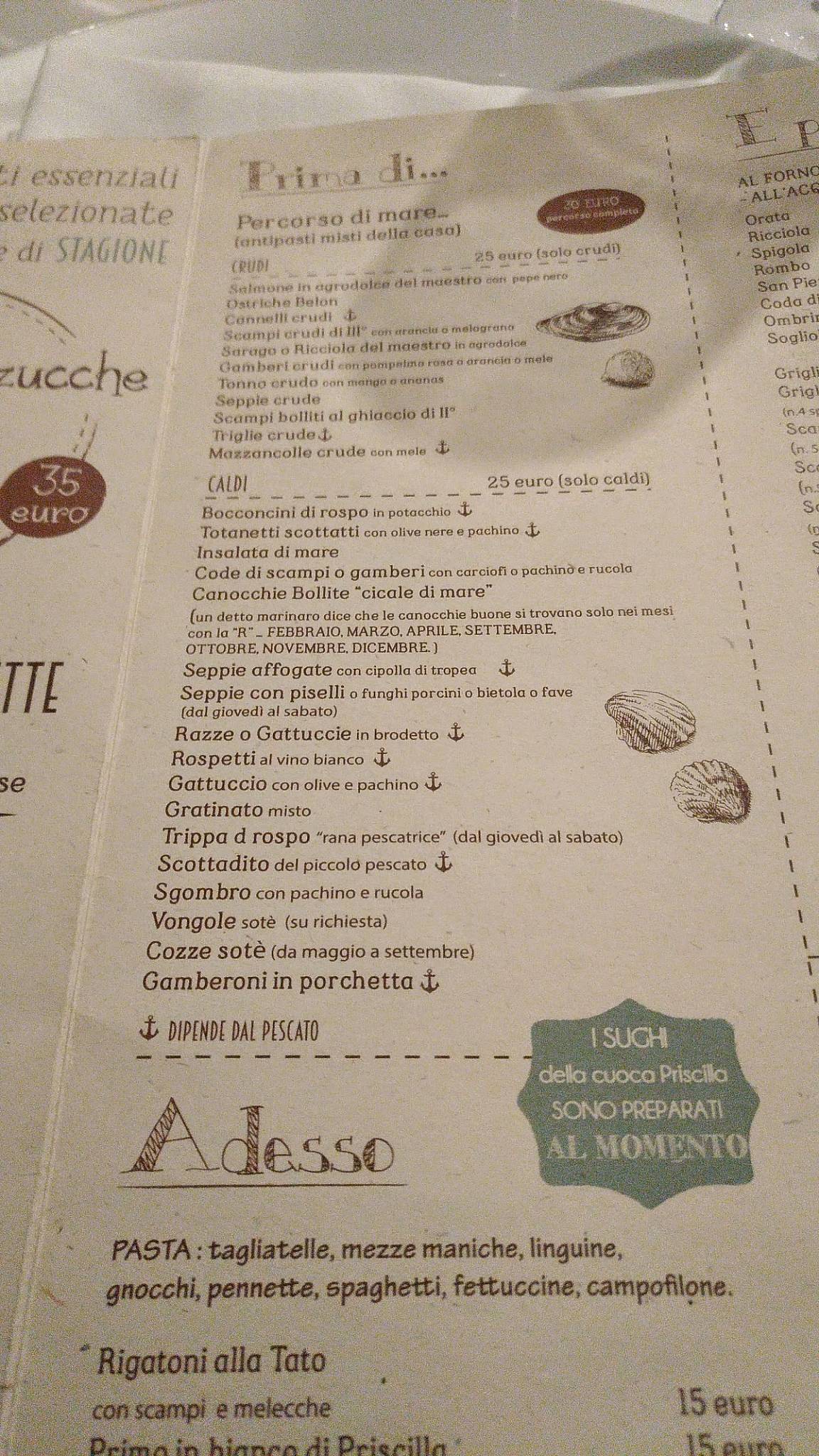 Speisekarte von Il Gambero da Tato restaurant, San Benedetto del Tronto