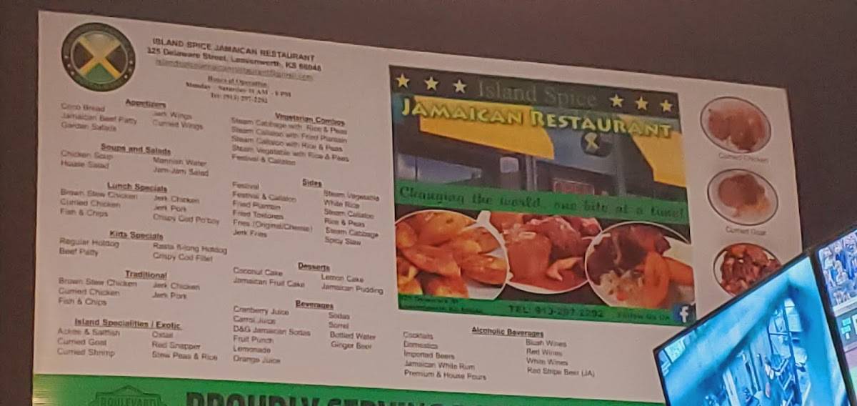 Carta de Island Spice Jamaican Restaurant, Leavenworth