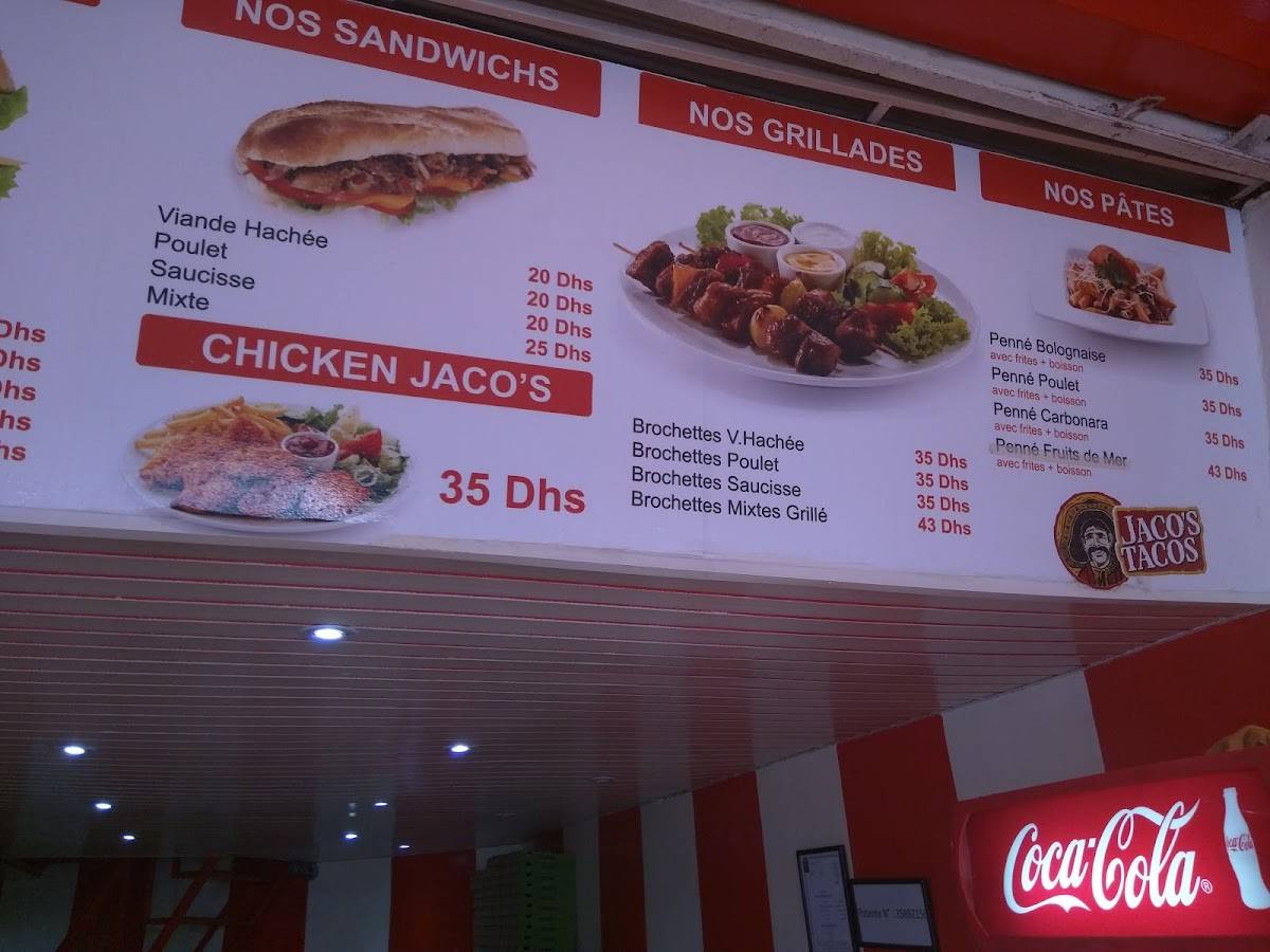 Speisekarte von Jacos tacos restaurant, Casablanca