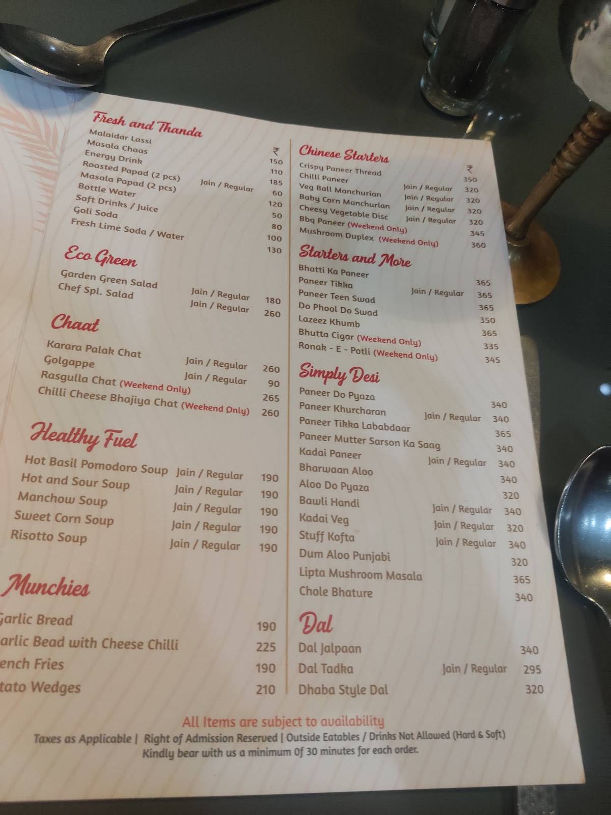 Menu at Jalpaan Saligramam (Pure Vegetarian Fine Dining Restaurant ...