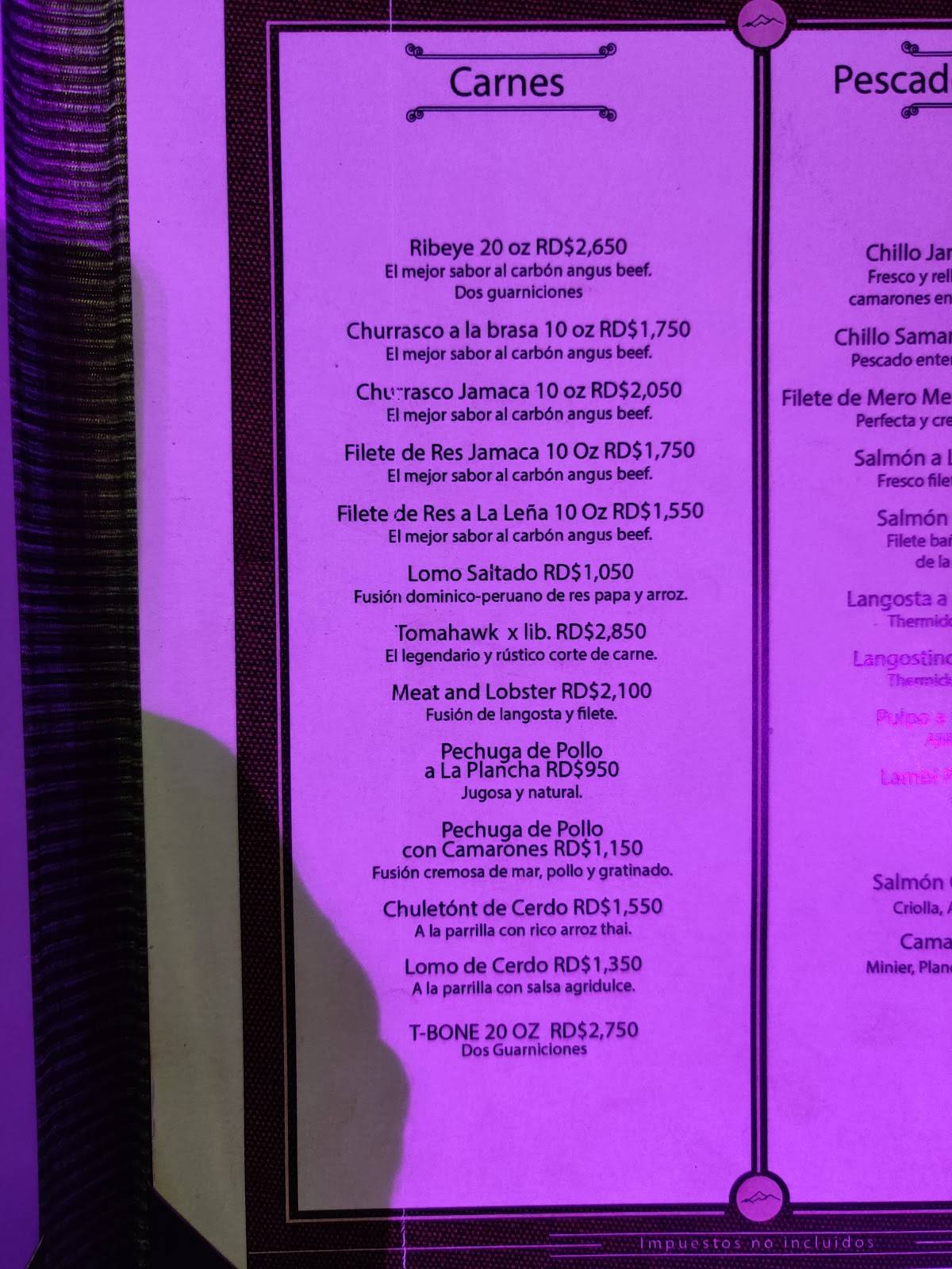 Menu at Jamaca de Dios Restaurant, Jarabacoa, Carretera Palo Blanco