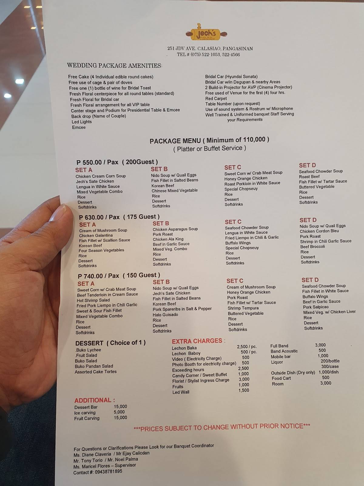 Menu at Jech's Bakery & Restaurant, Dagupan