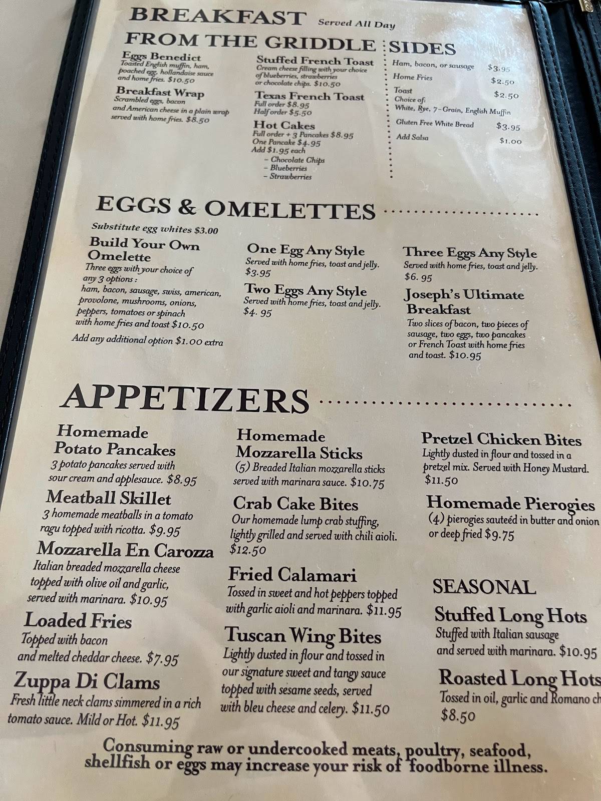 Menu at Joseph's Restaurants, Blakely