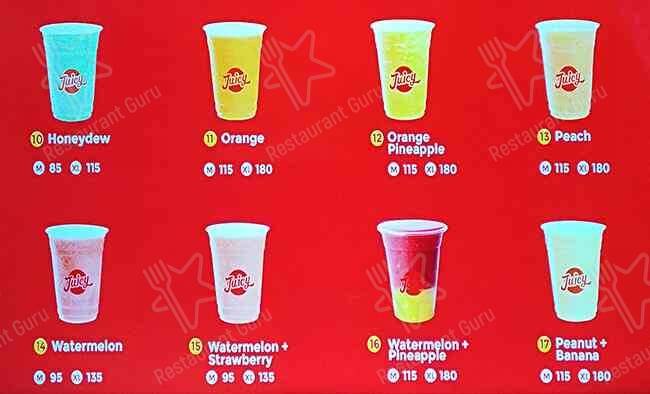 Menu at Juicy Fresh Juice Bar, Makati