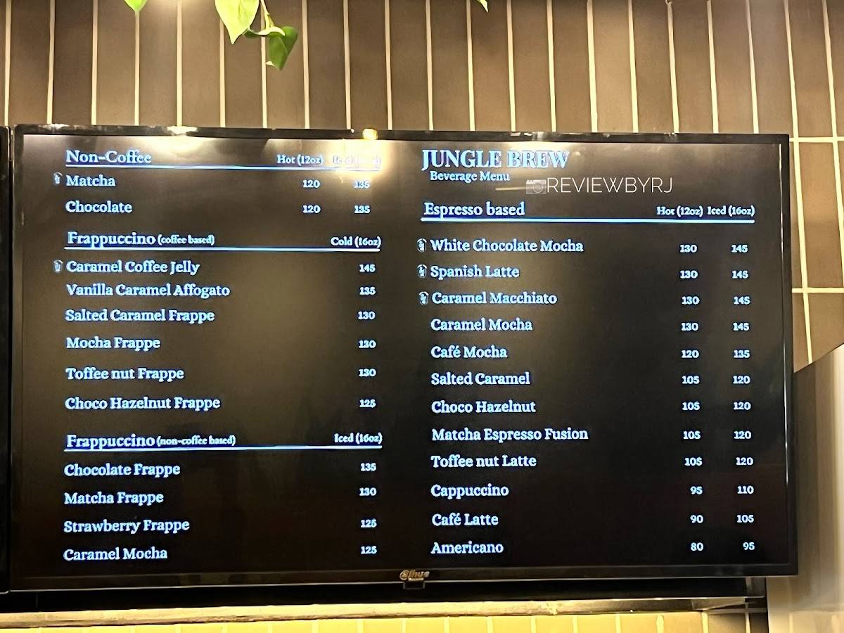Menu at Jungle Brew Cafe and Resto, Parañaque