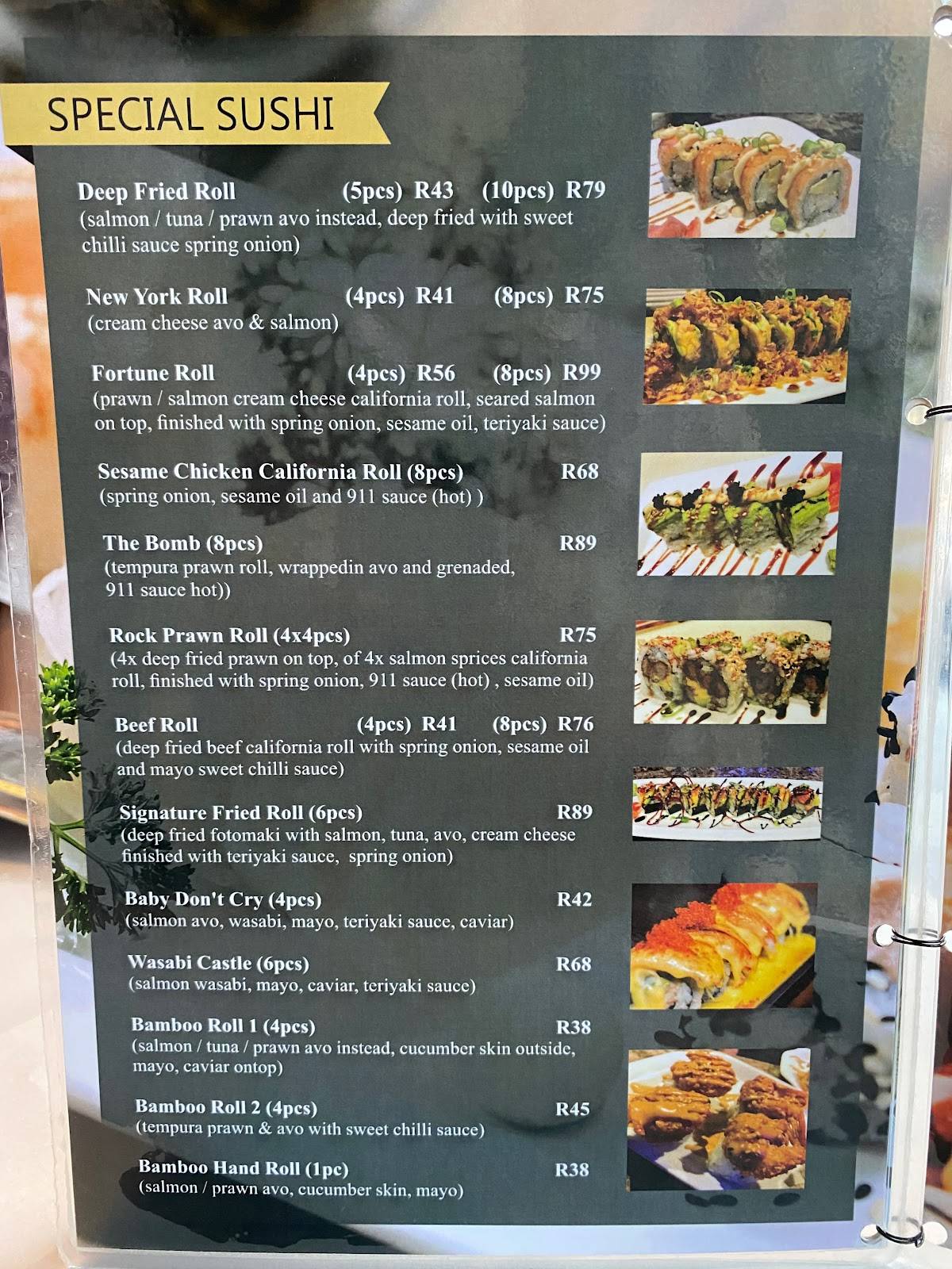 Menu at KAMA Sushi & Chinese Seapoint restaurant, Cape Town