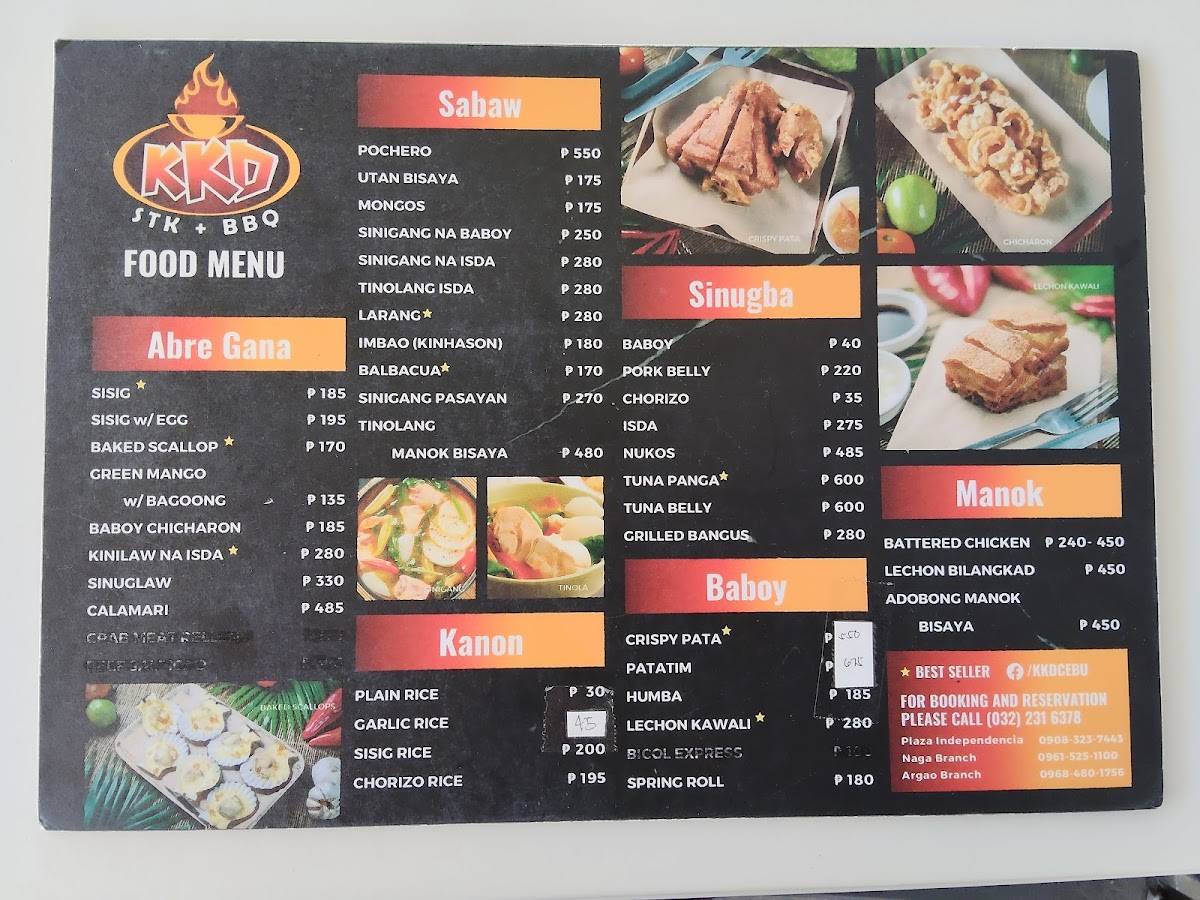 Menu at KKD stk+bbq, Cebu City, 7WR3+QCH