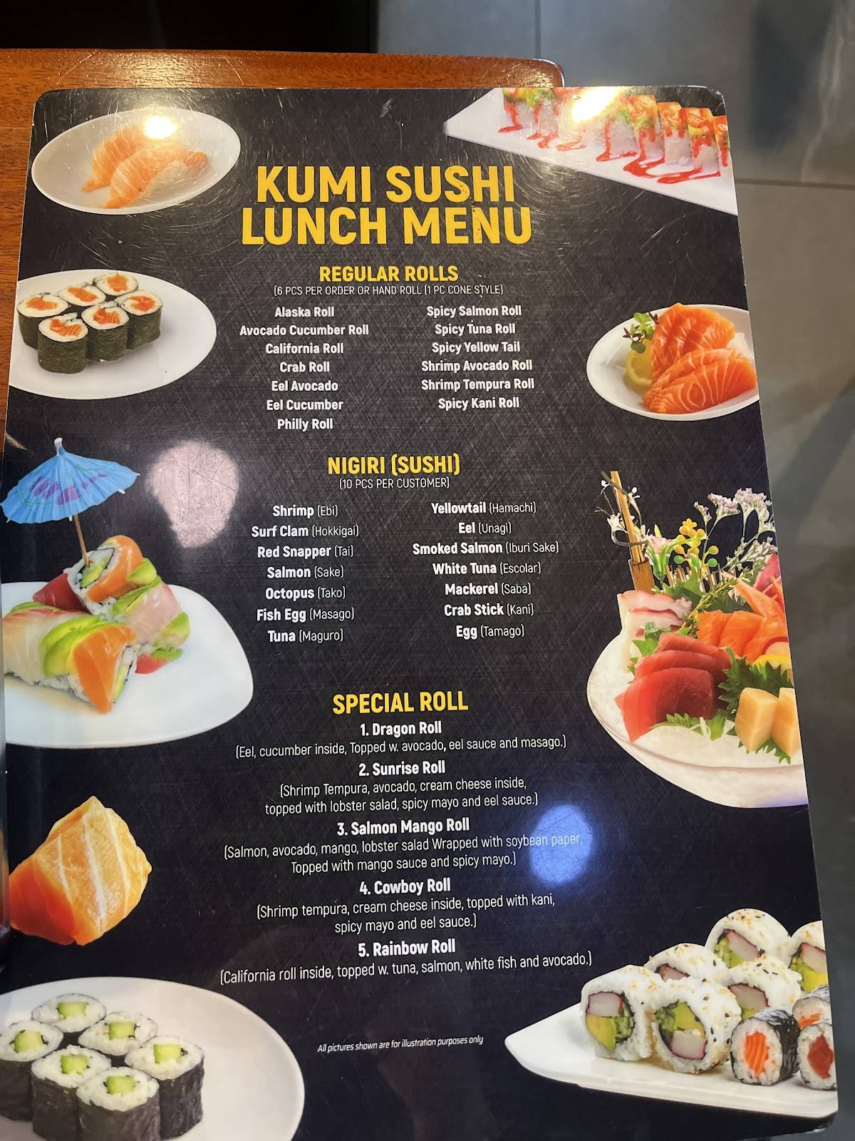 Menu at KUMI Seafood Sushi Chinese Buffet restaurant, San Antonio