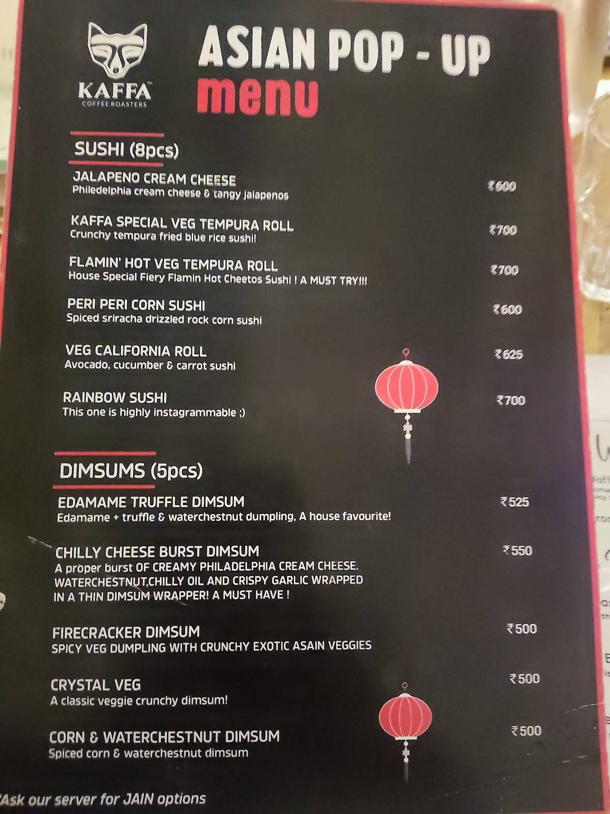 Menu at Kaffa Coffee Roasters, Ahmedabad, Kaffa Coffee Roasters oppo Atira