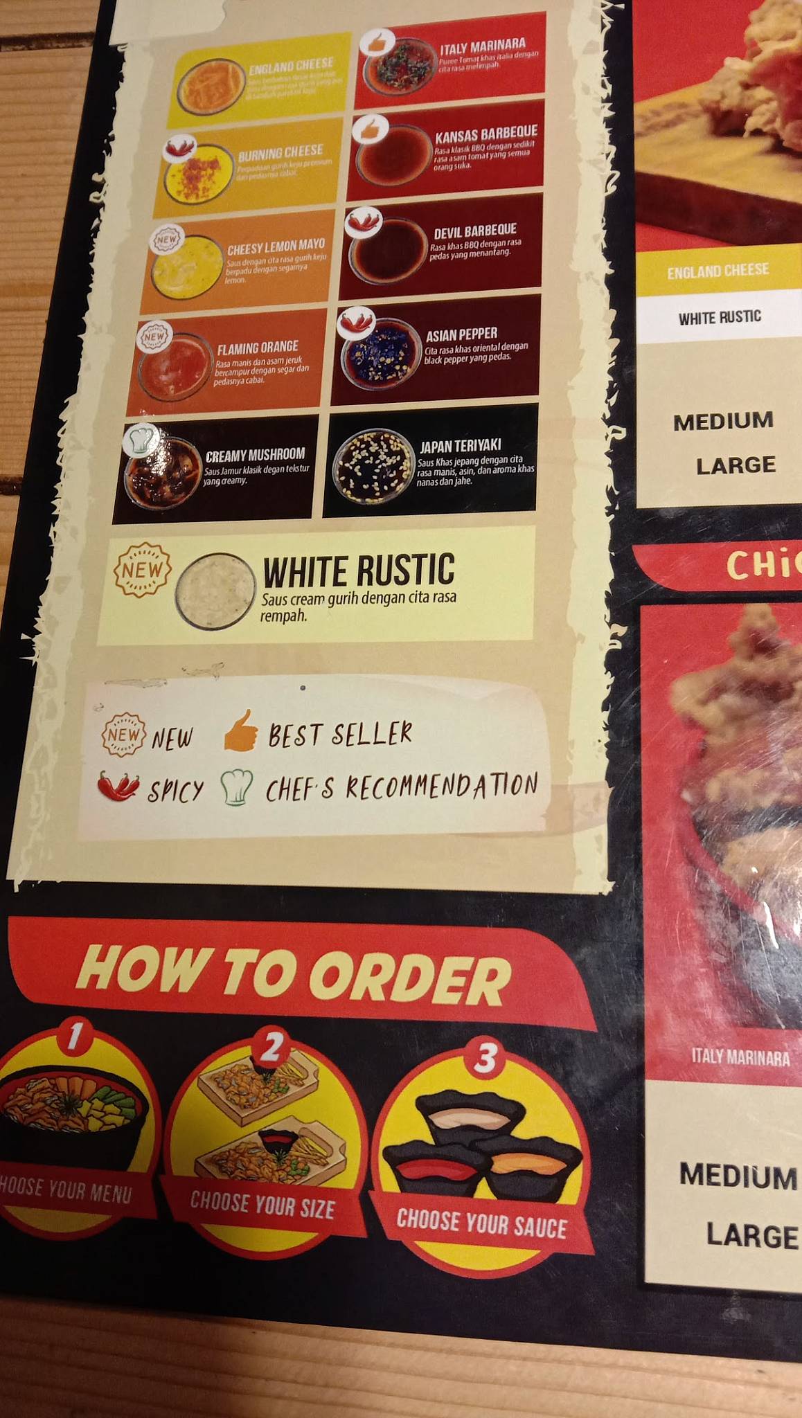 Carta del restaurante Kandang Ayam Bojongsoang, Bandung