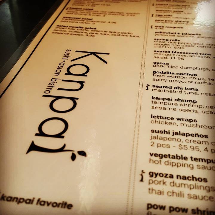 Menu at Kanpai restaurant, Evansville