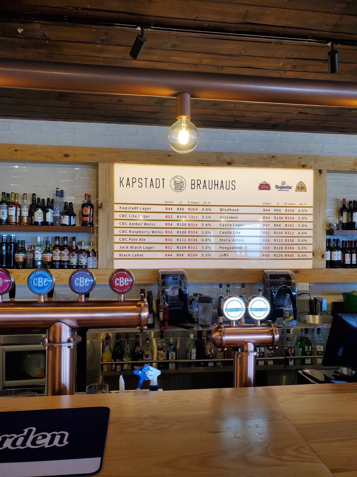 Menu at Kapstadt Brauhaus Strand restaurant, Cape Town