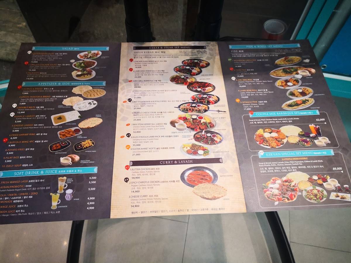 Menu at Kervan Turkish Restaurant Seoul Station, Seoul, 18 KR