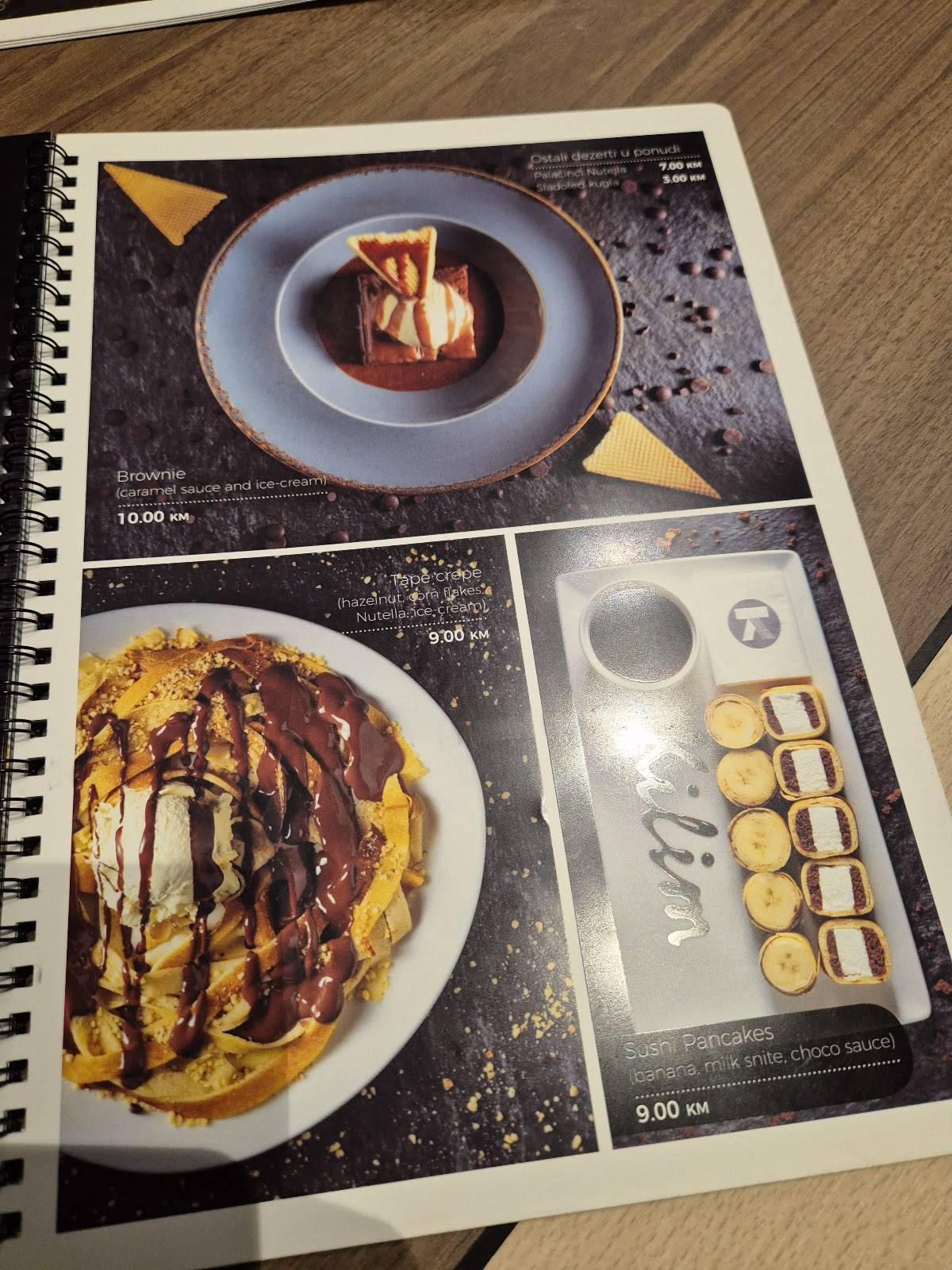 Menu at Kilim Titova restaurant, Sarajevo