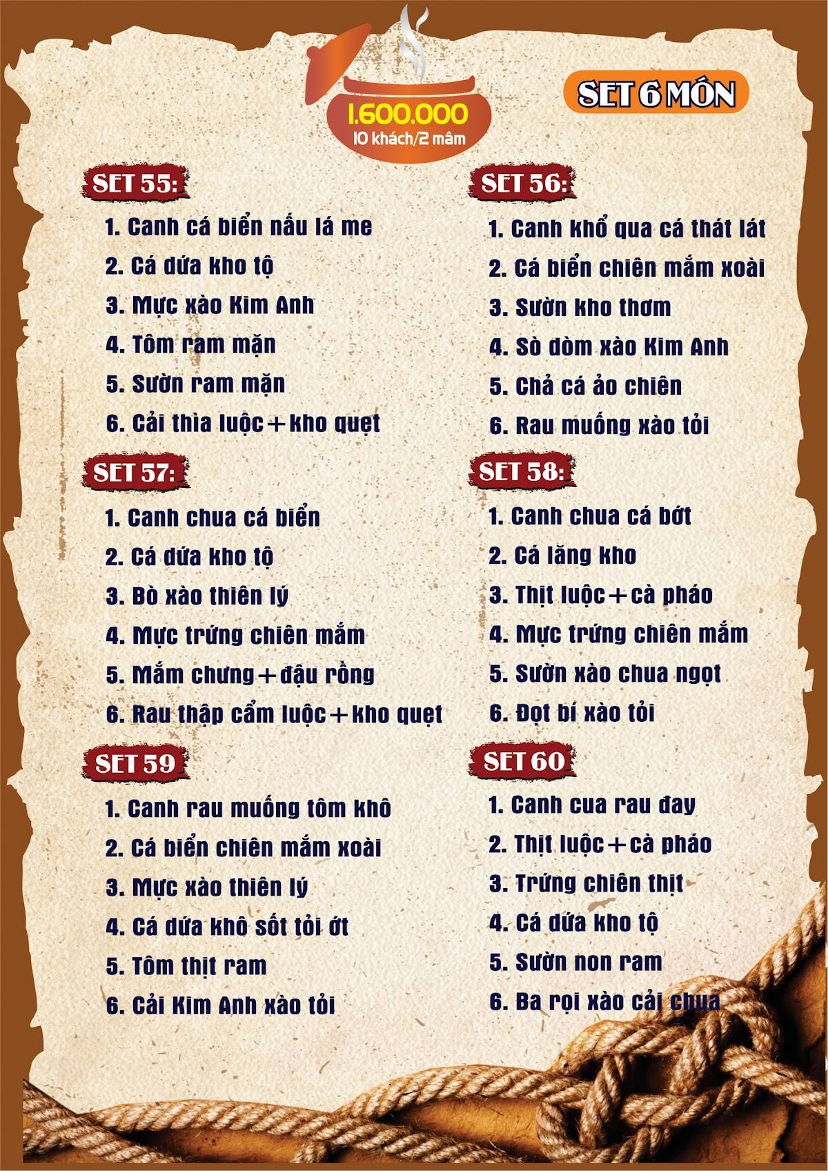 Menu at Kim Anh clay pot rice restaurant, Phan Thiet, A113-A114 KDC