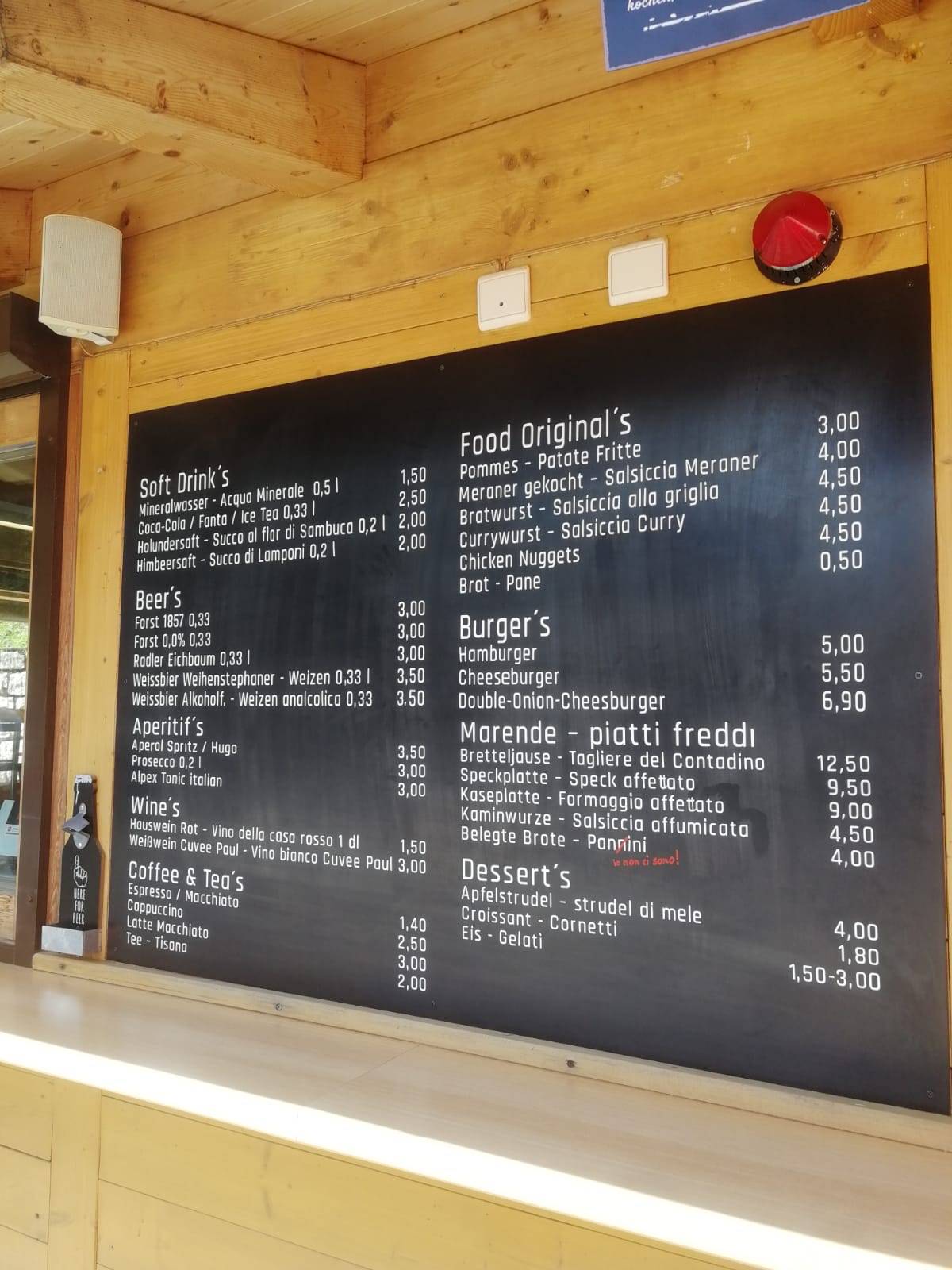 Menu at Kiosk Parking Pragser Wildsee restaurant, Italy