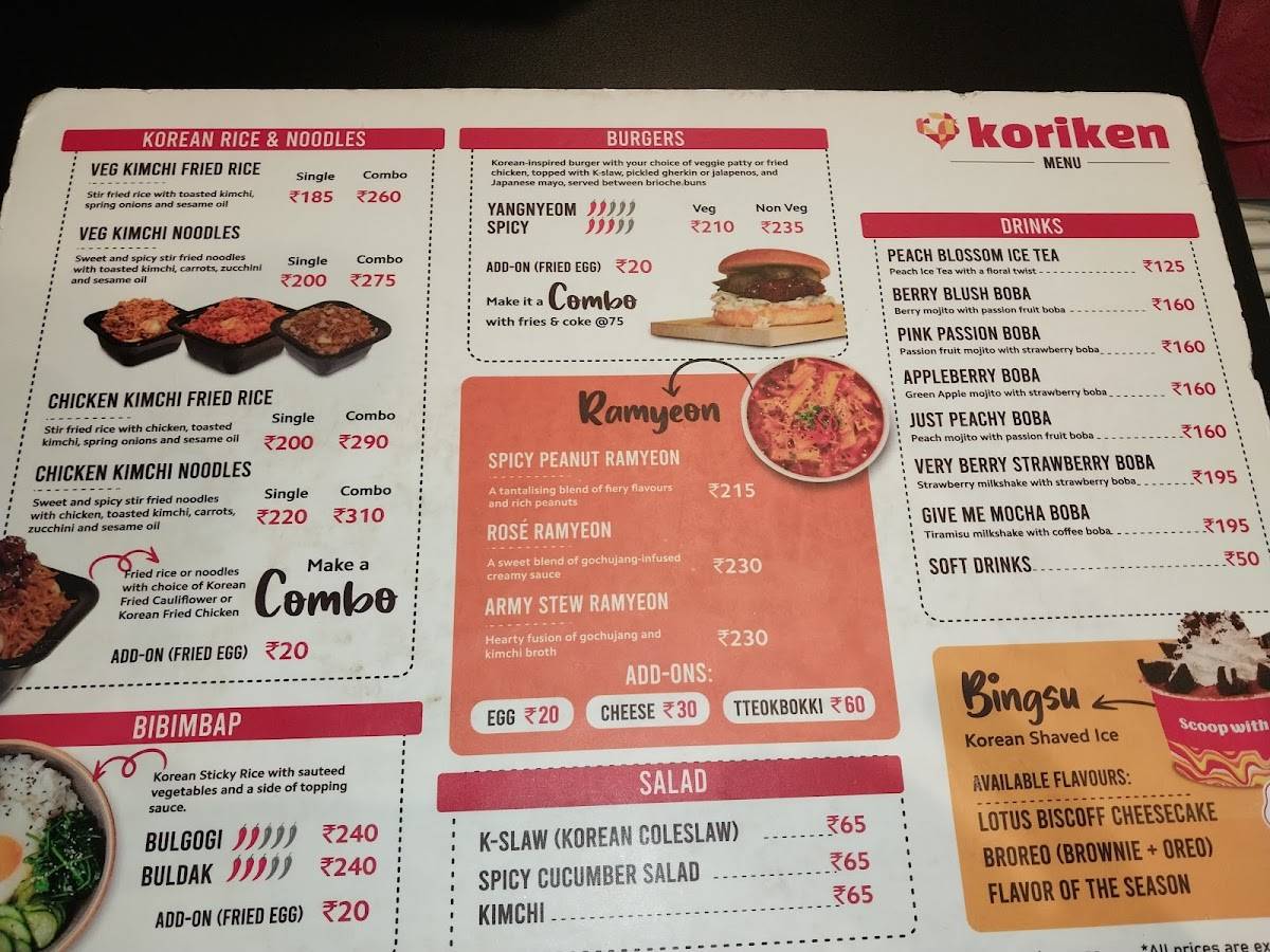 Menu at Koriken, Bengaluru, /A