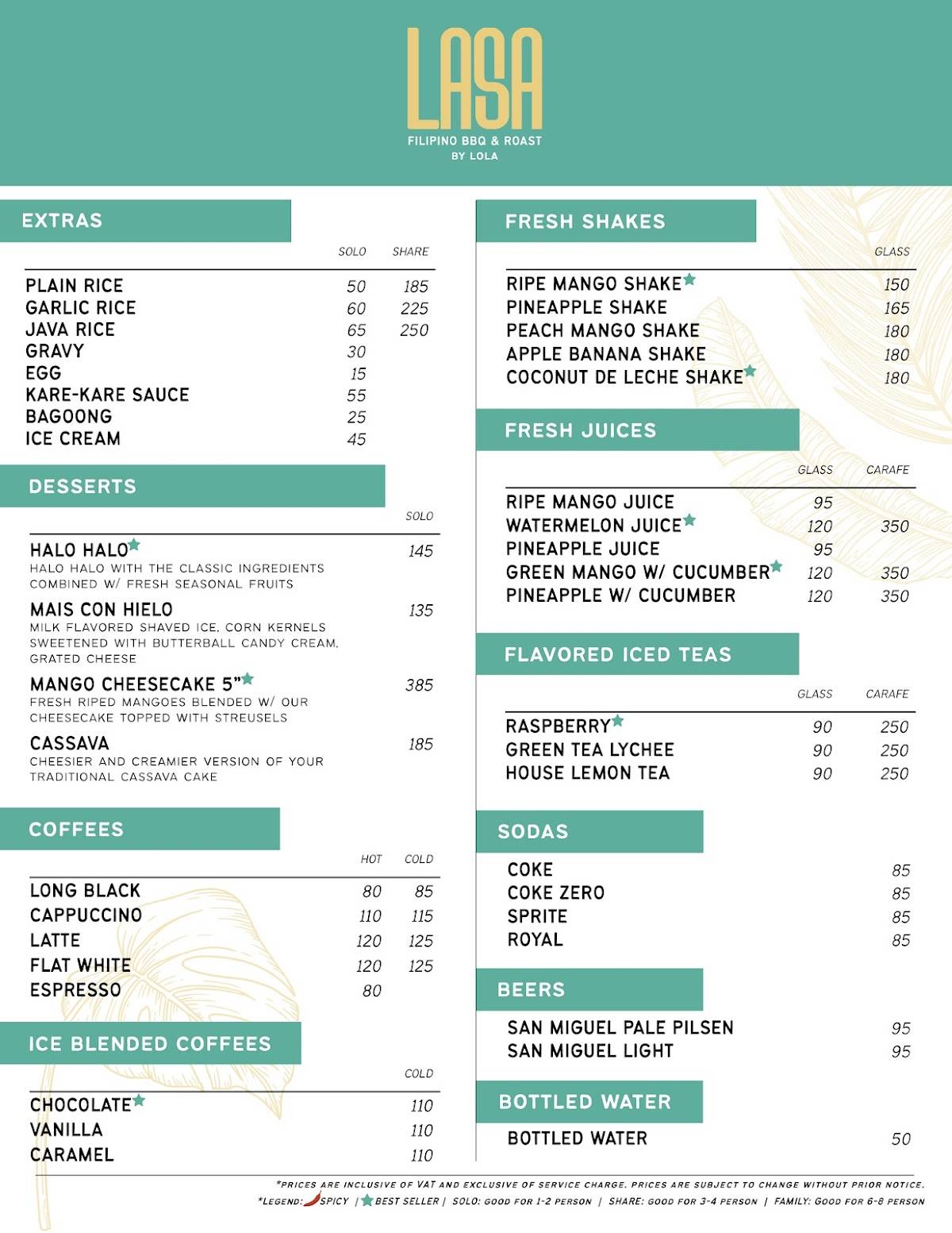 Menu at LASA BBQ - SM BF Parañaque, Parañaque