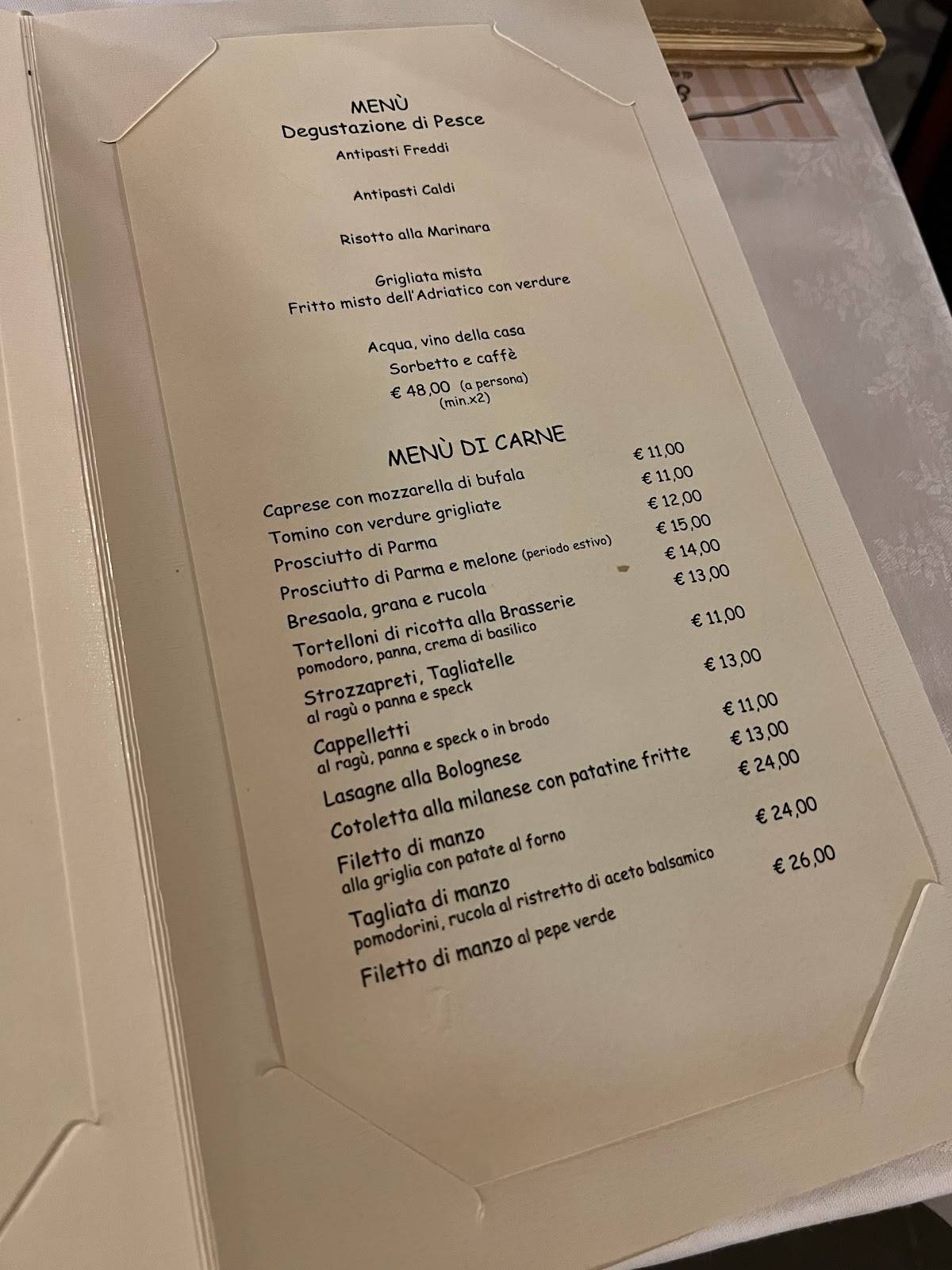 Menu da La Brasserie Borgo Marina ristorante, Cervia