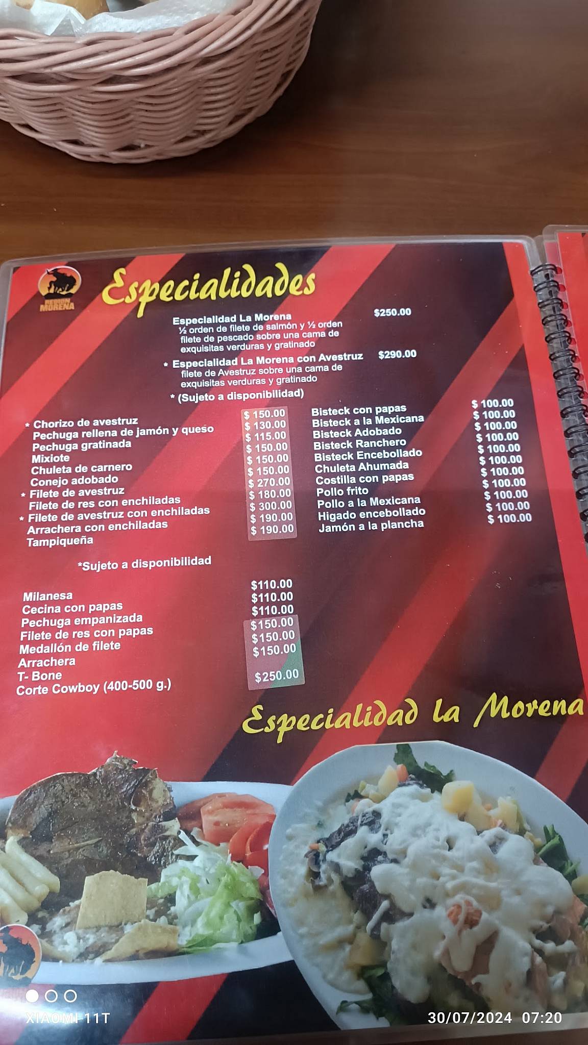 Menu at Restaurant La Morena, Pedro Escobedo