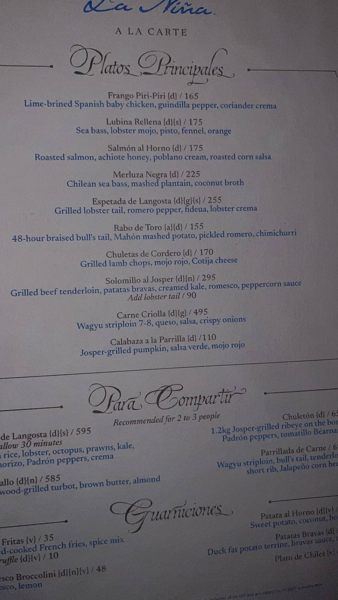 Menu at La Niña Dubai restaurant, Dubai