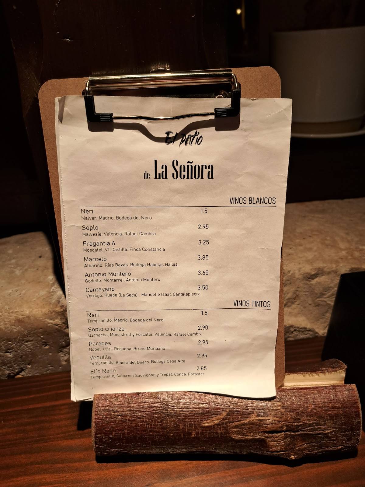 Carta de La Señora Winebar, Chinchón