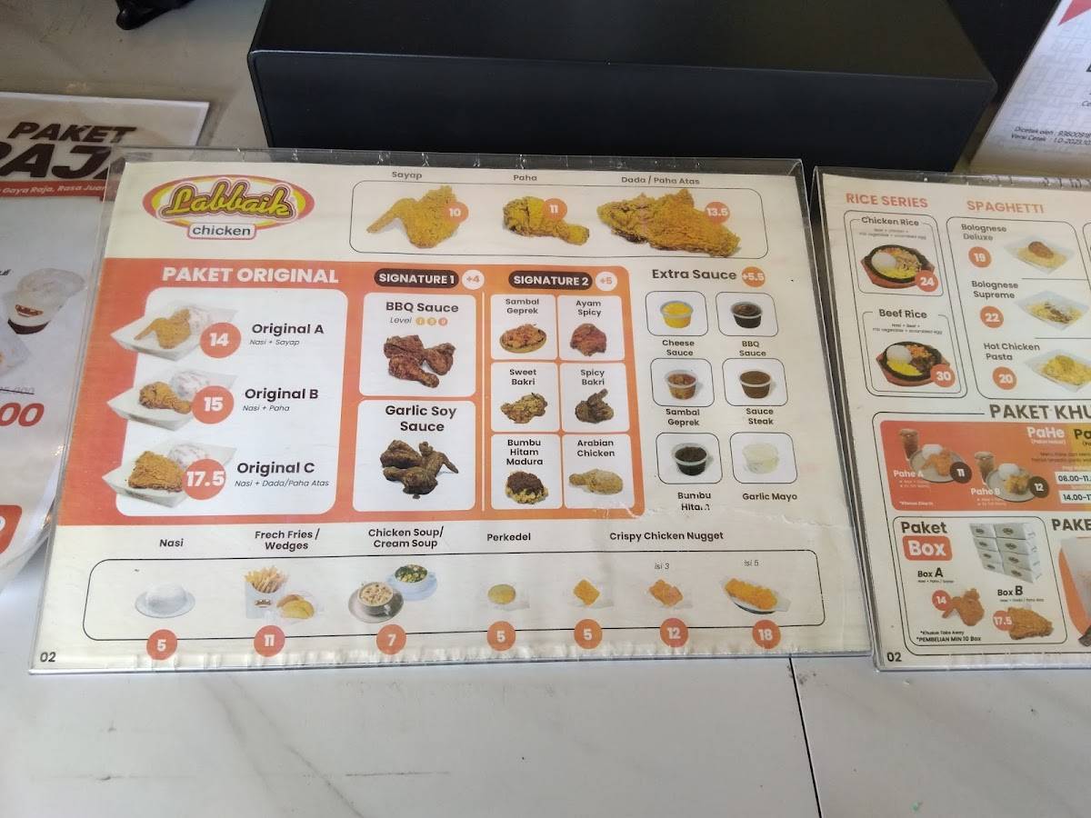 Menu at Labbaik Chicken Derwati restaurant, Bandung
