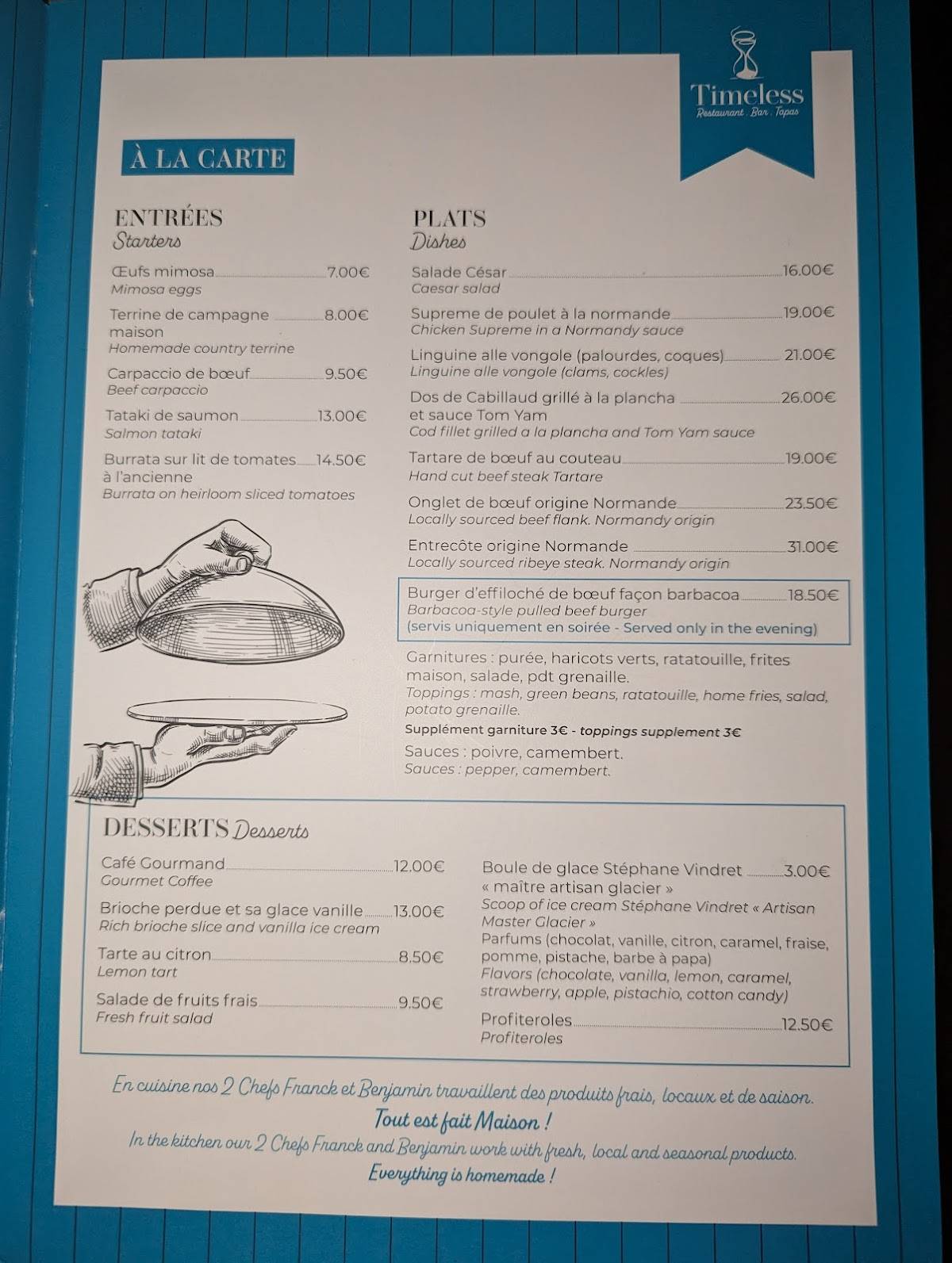 Menu at Restaurant Le Timeless, Granville